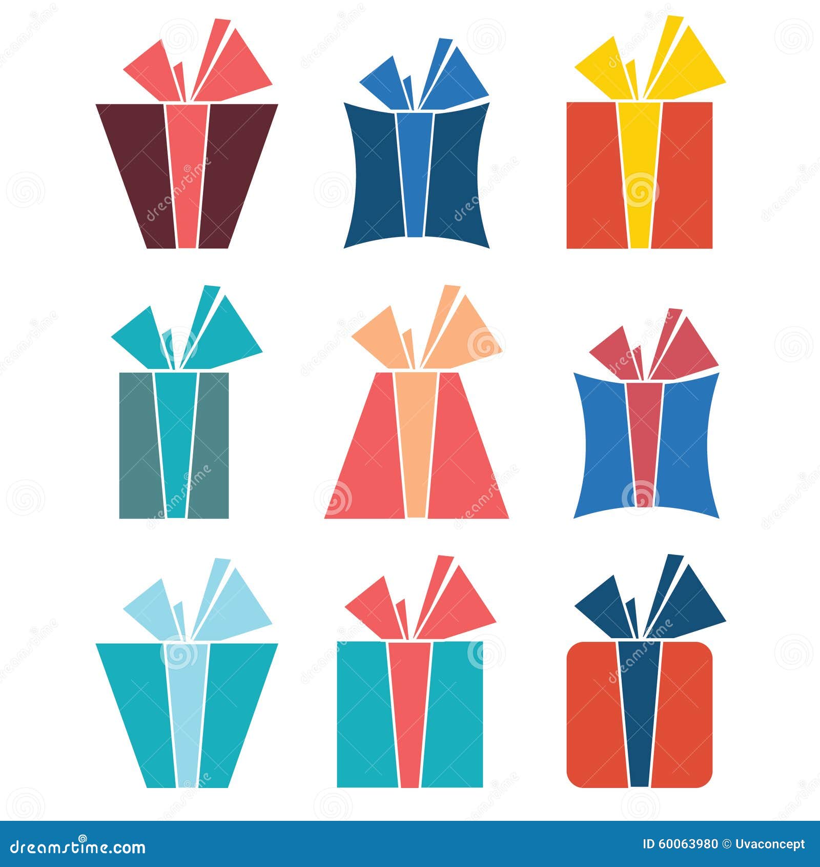 Nine Colorful Icons of Gift Boxes Stock Vector - Illustration of ...