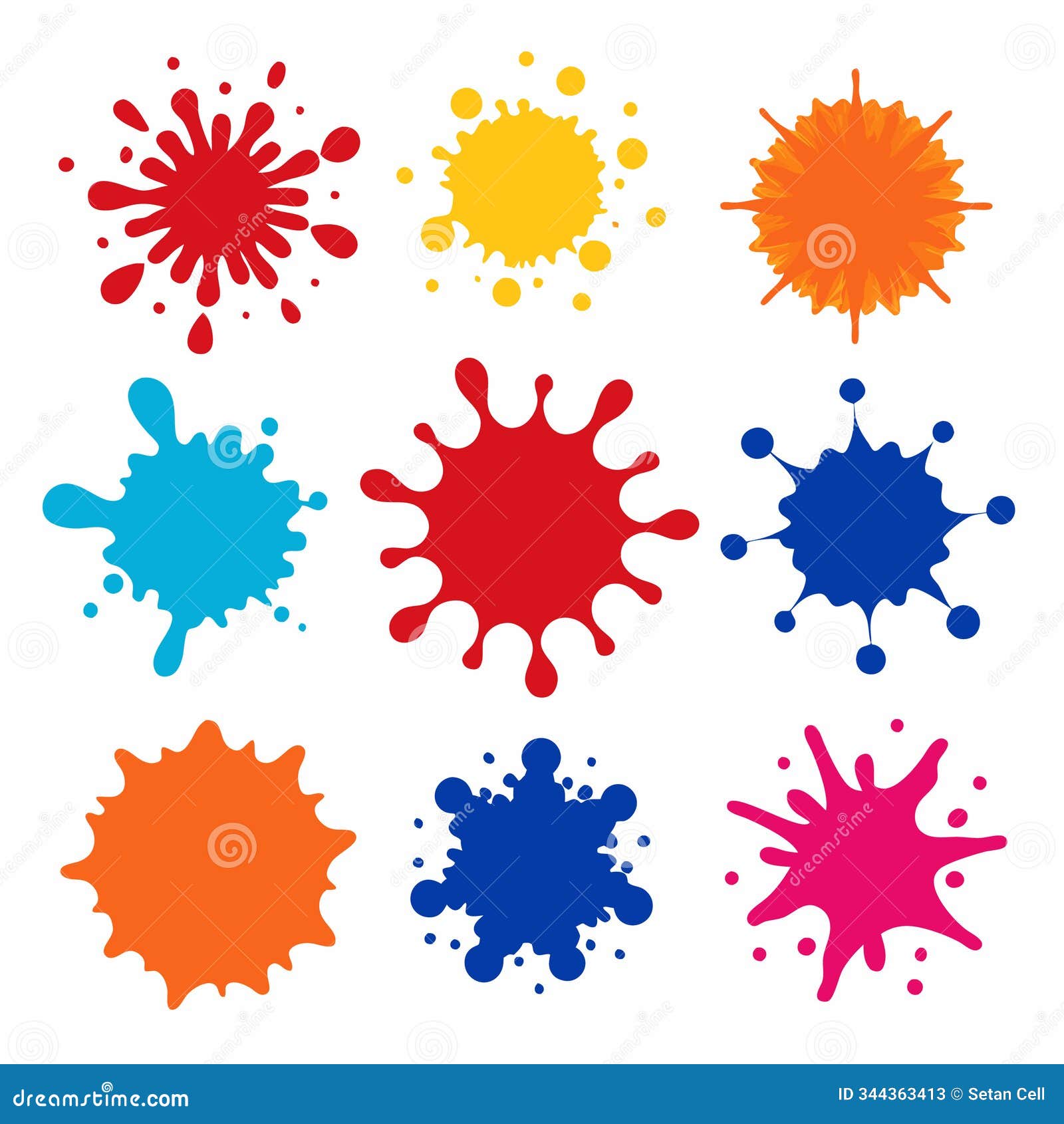 Nine Colorful Paint Splatter Icons Stock Vector - Illustration of ...