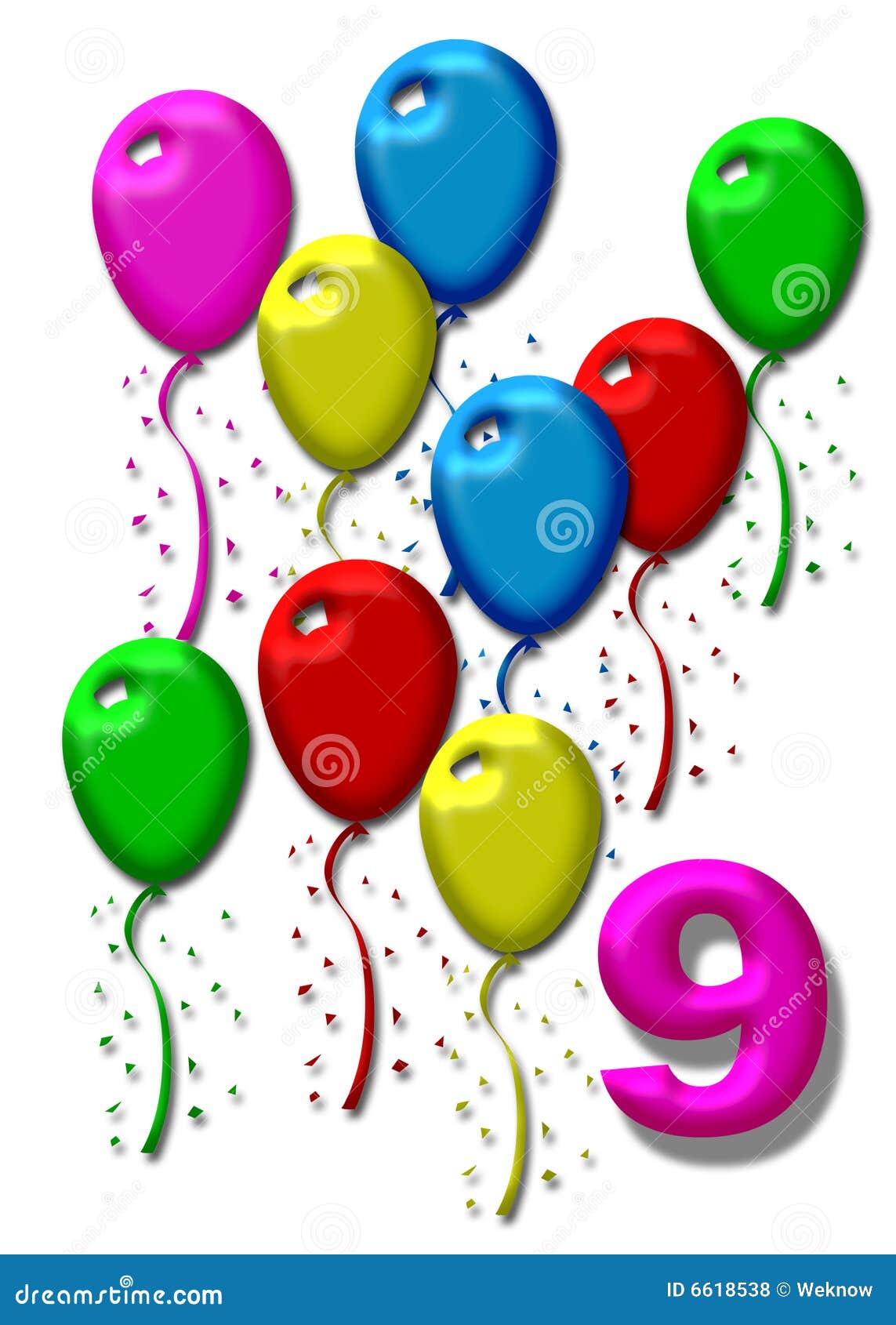 Nine colorfull balloons stock illustration. Illustration of play - 6618538