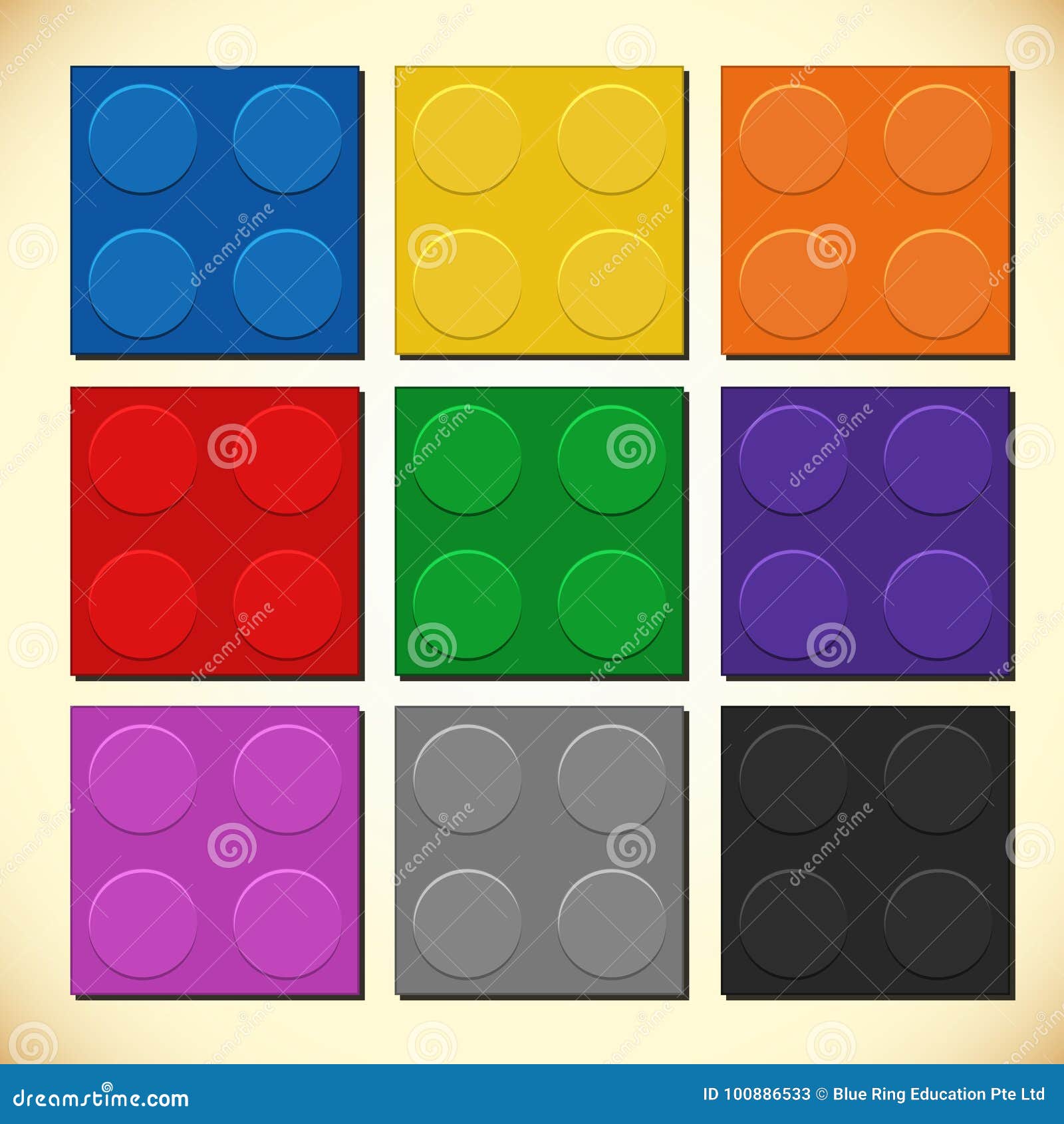 Nine Colors of Square Blocks Stock Vector - Illustration of blank, gray ...