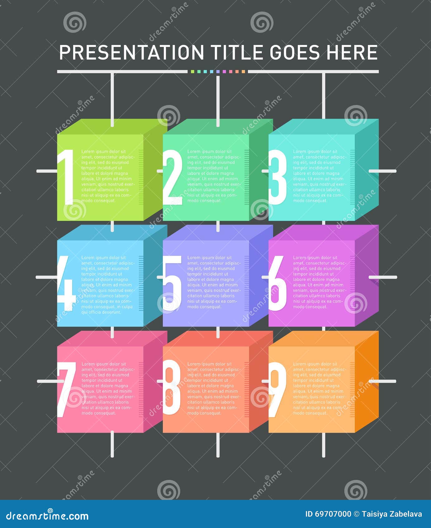 Nine Coloured Info Boxes Presentation Template Stock Vector ...