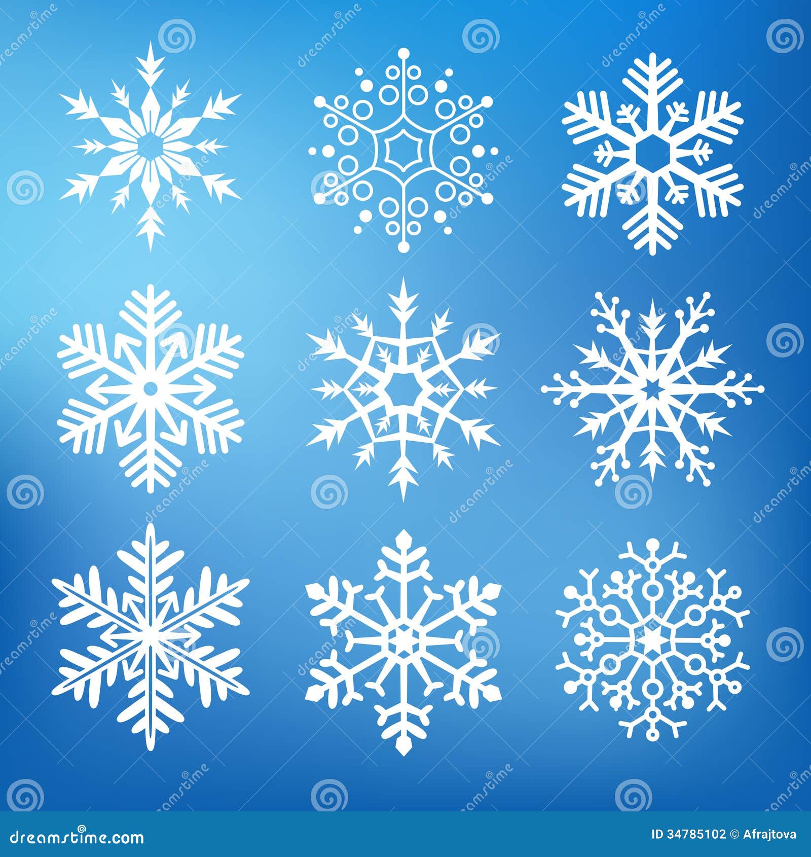 Nine cute snowflakes stock vector. Illustration of frost - 34785102
