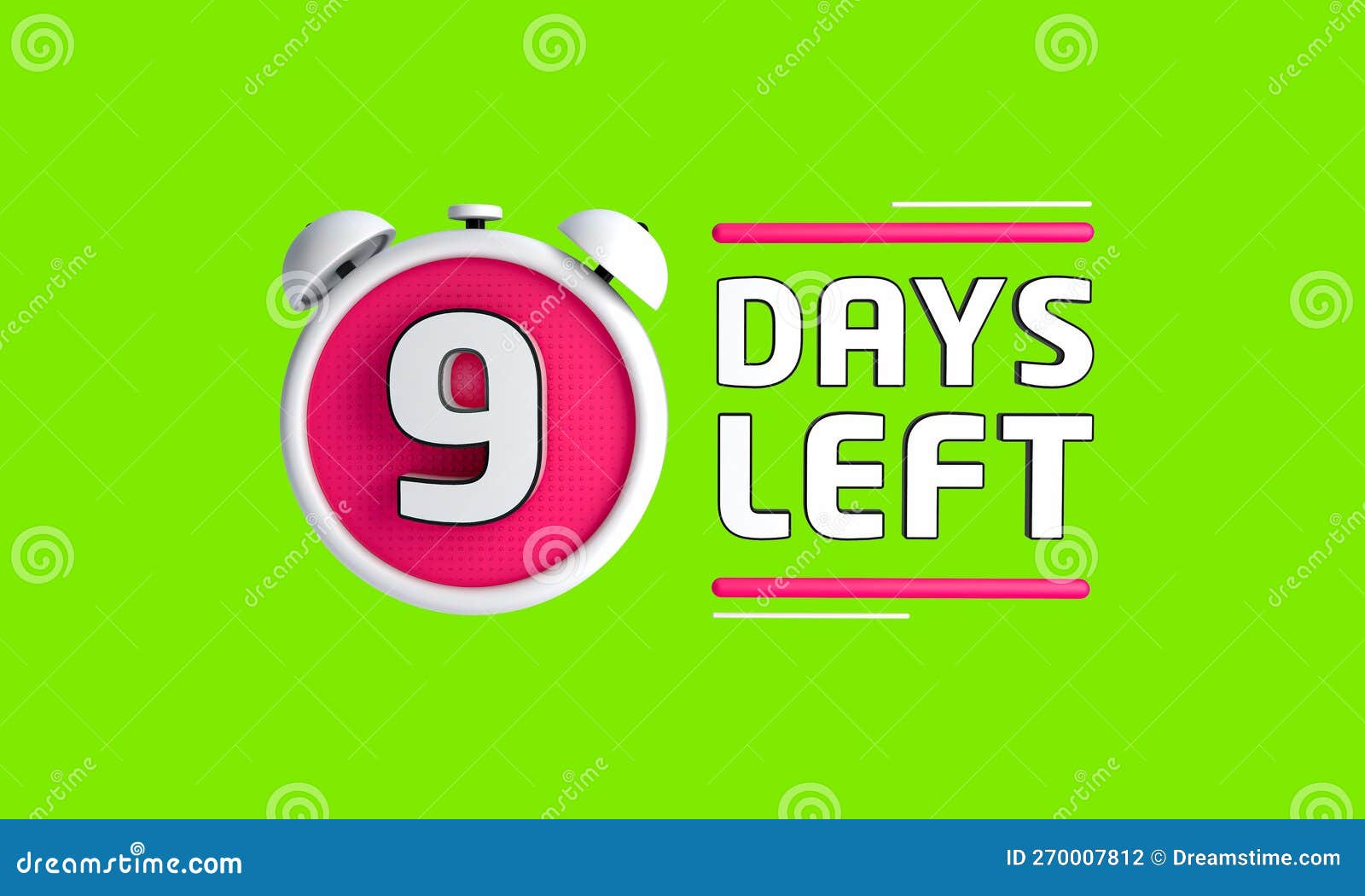 Nine Days Left. Left Days Countdown Banner in 3D. Sales Time Count ...