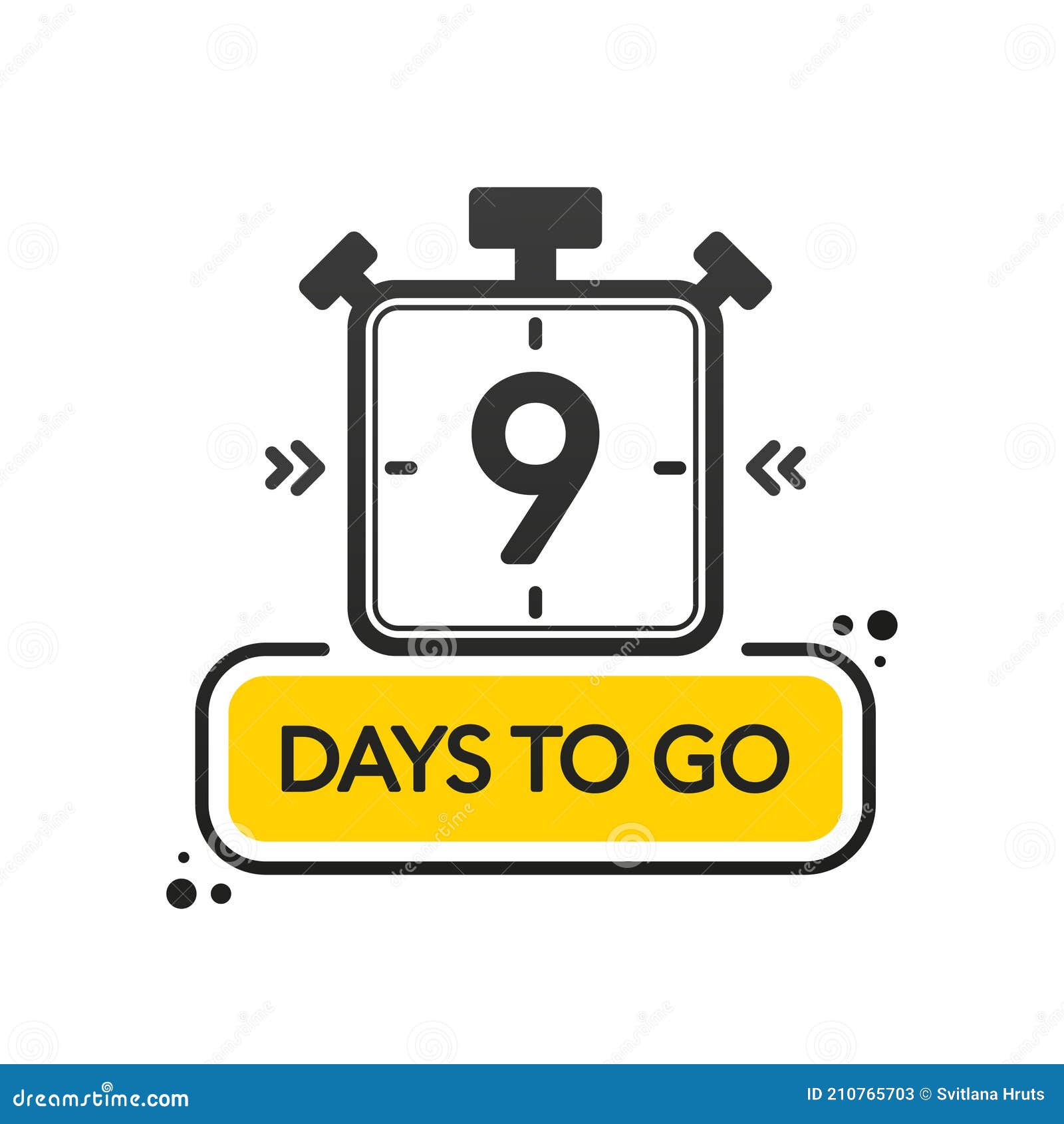 Nine Days To Go. Flat Style on White Background. Countdown Timer ...