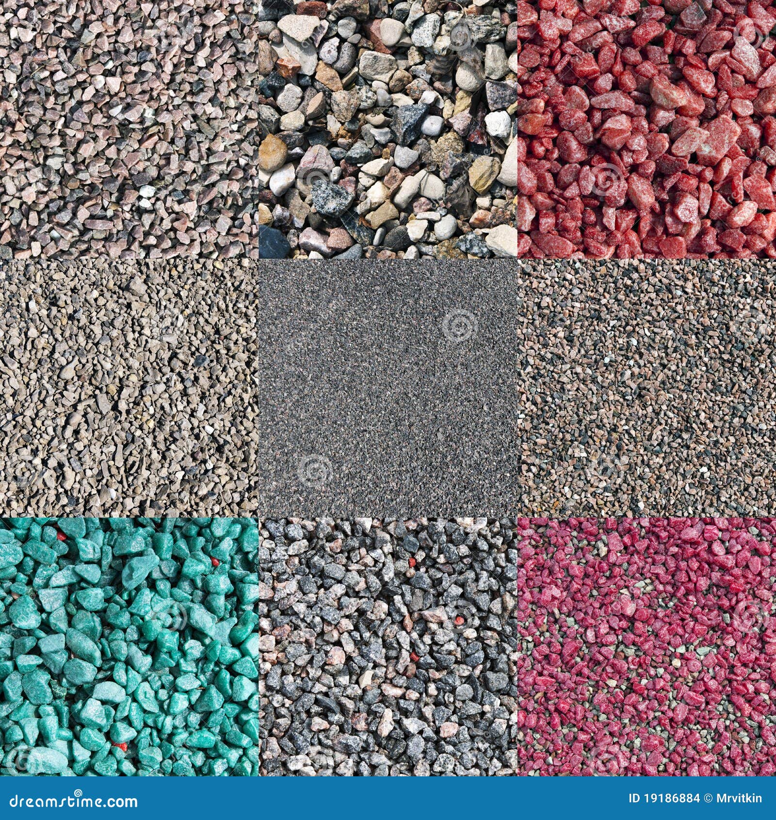 Nine Different Colored and Natural Crushed Stones Stock Photo - Image ...