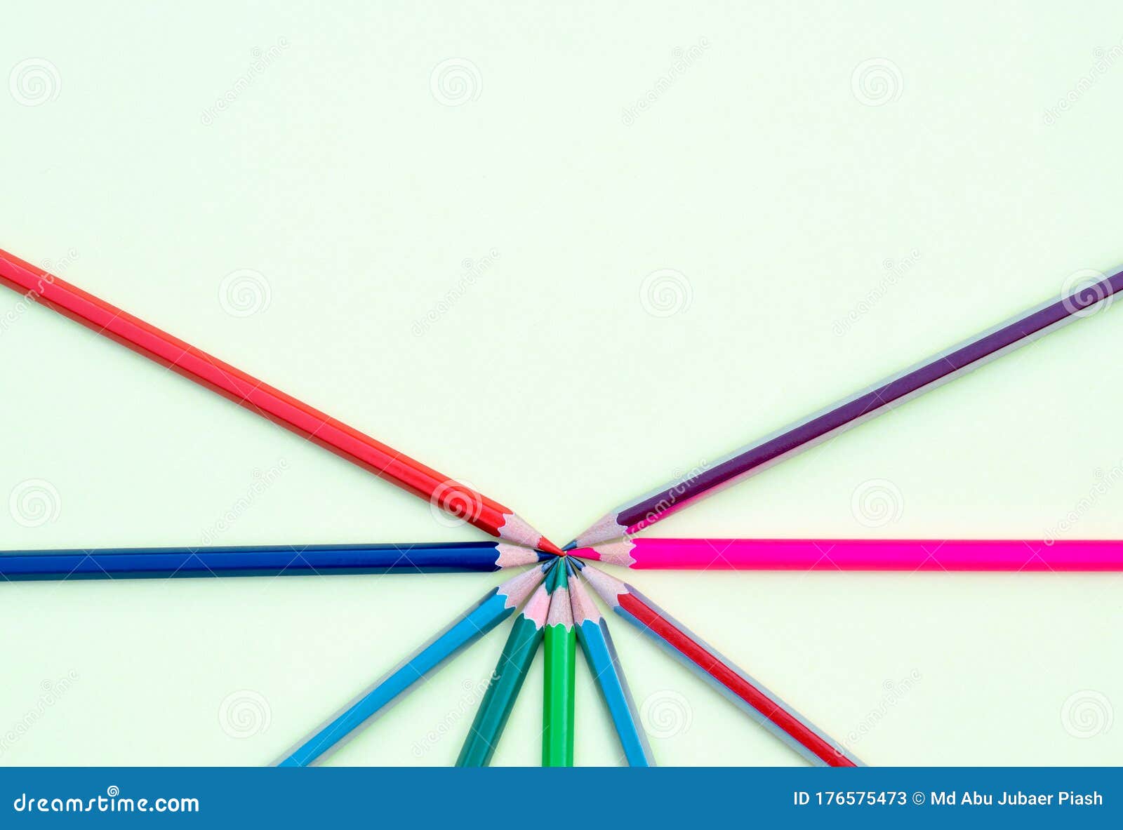 Nine Different Colored Pencil Crayons Arranged in Circled Shape while ...