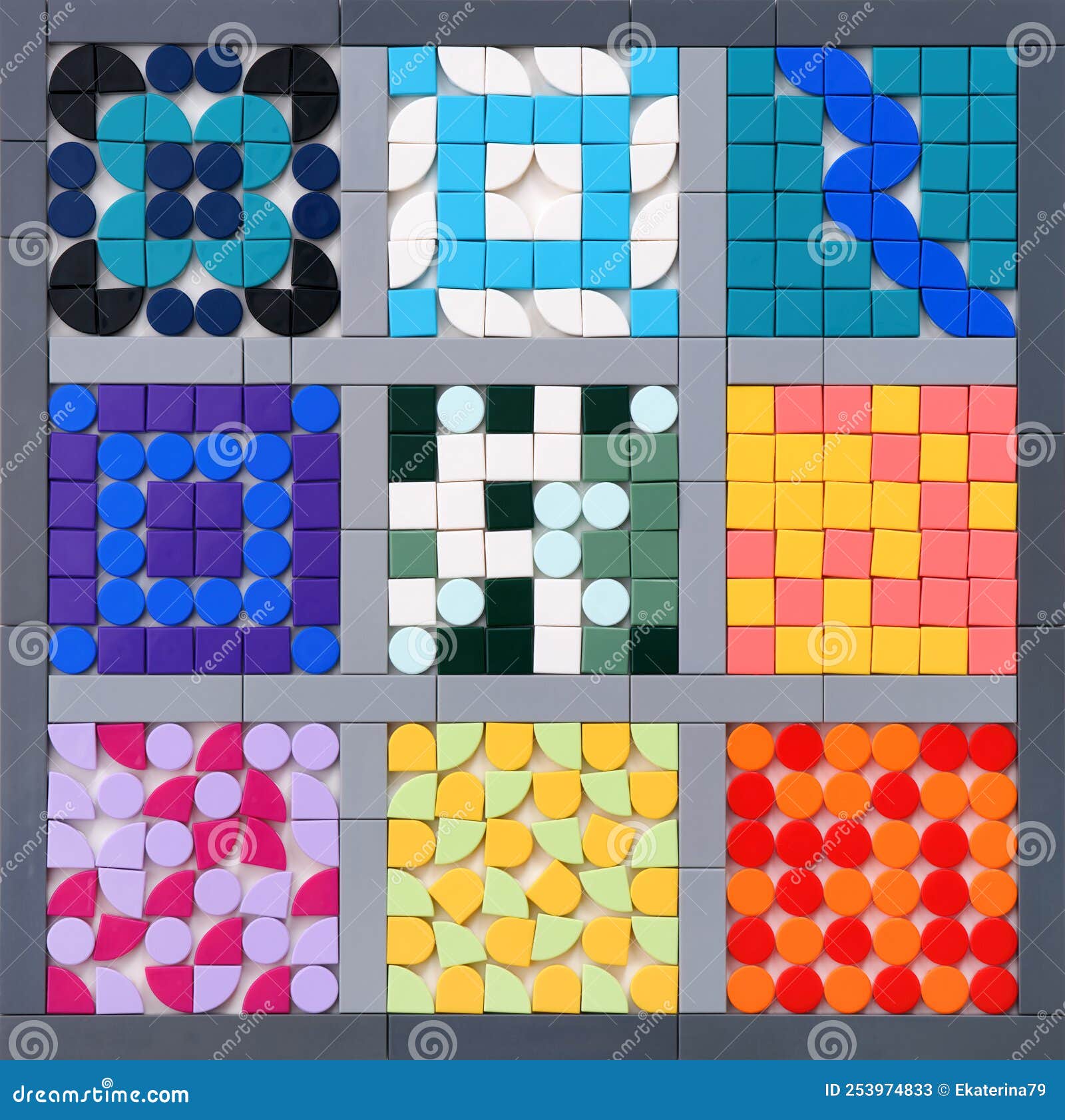 Nine Different Coloured Patterns Royalty-Free Stock Photography ...