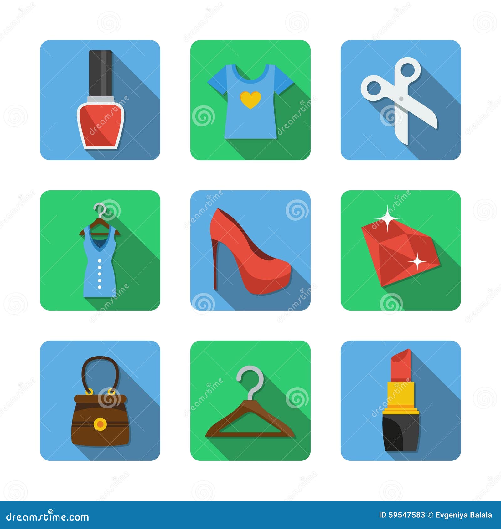 Nine Different Icons in a Flat Style Stock Vector - Illustration of ...