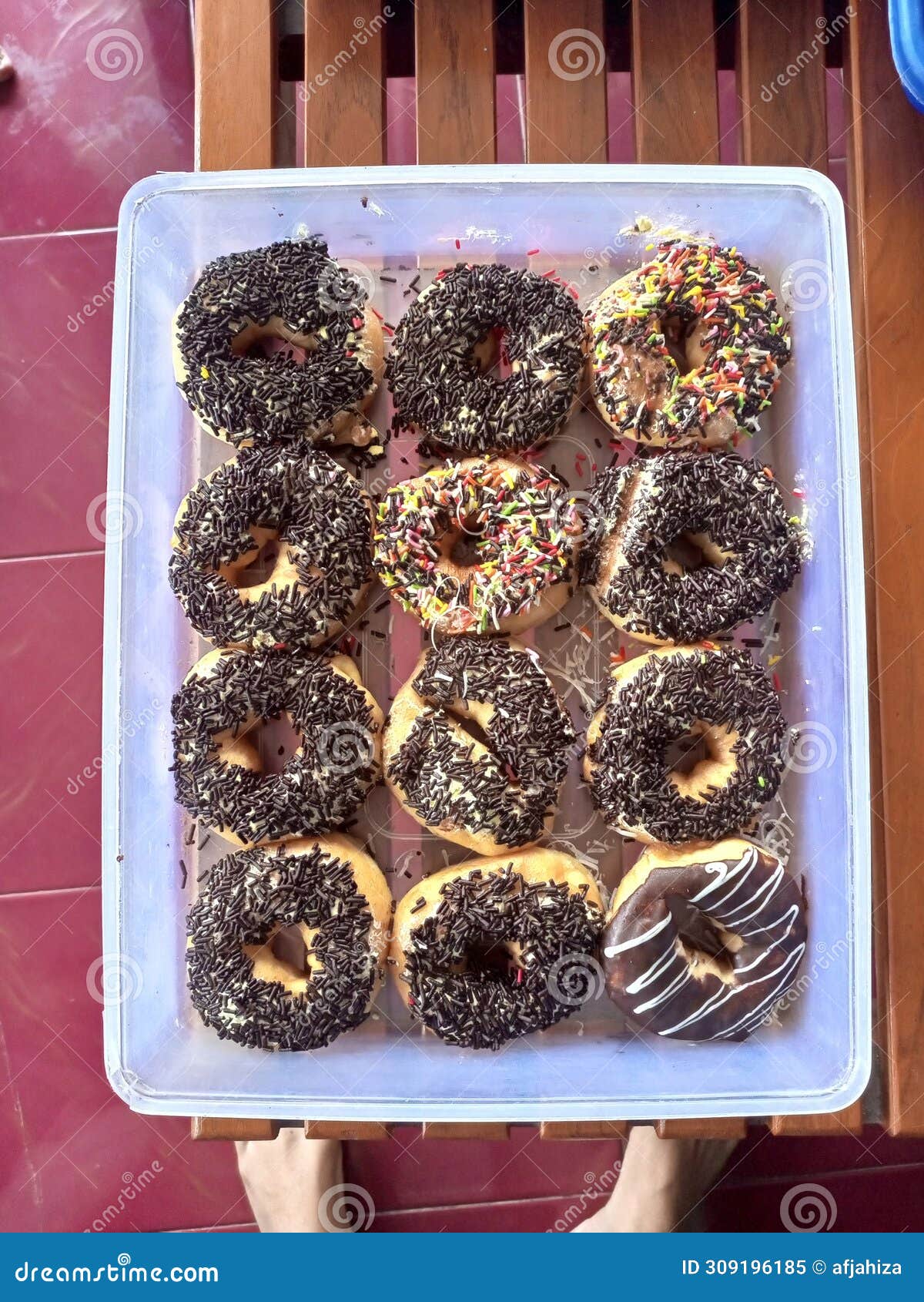 Nine Donuts in a Plastic Container Stock Image - Image of sweetness ...