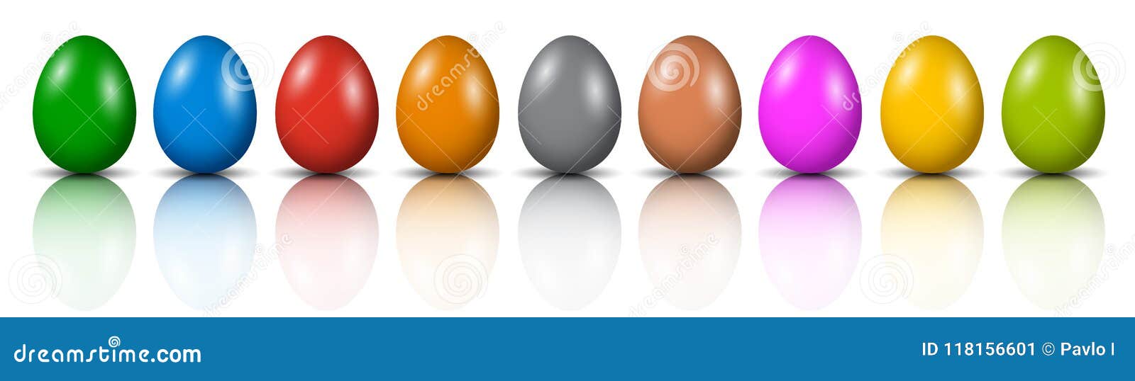 Nine Easter Eggs, Collection of Colored Eggs, Easter Symbol - Stock ...