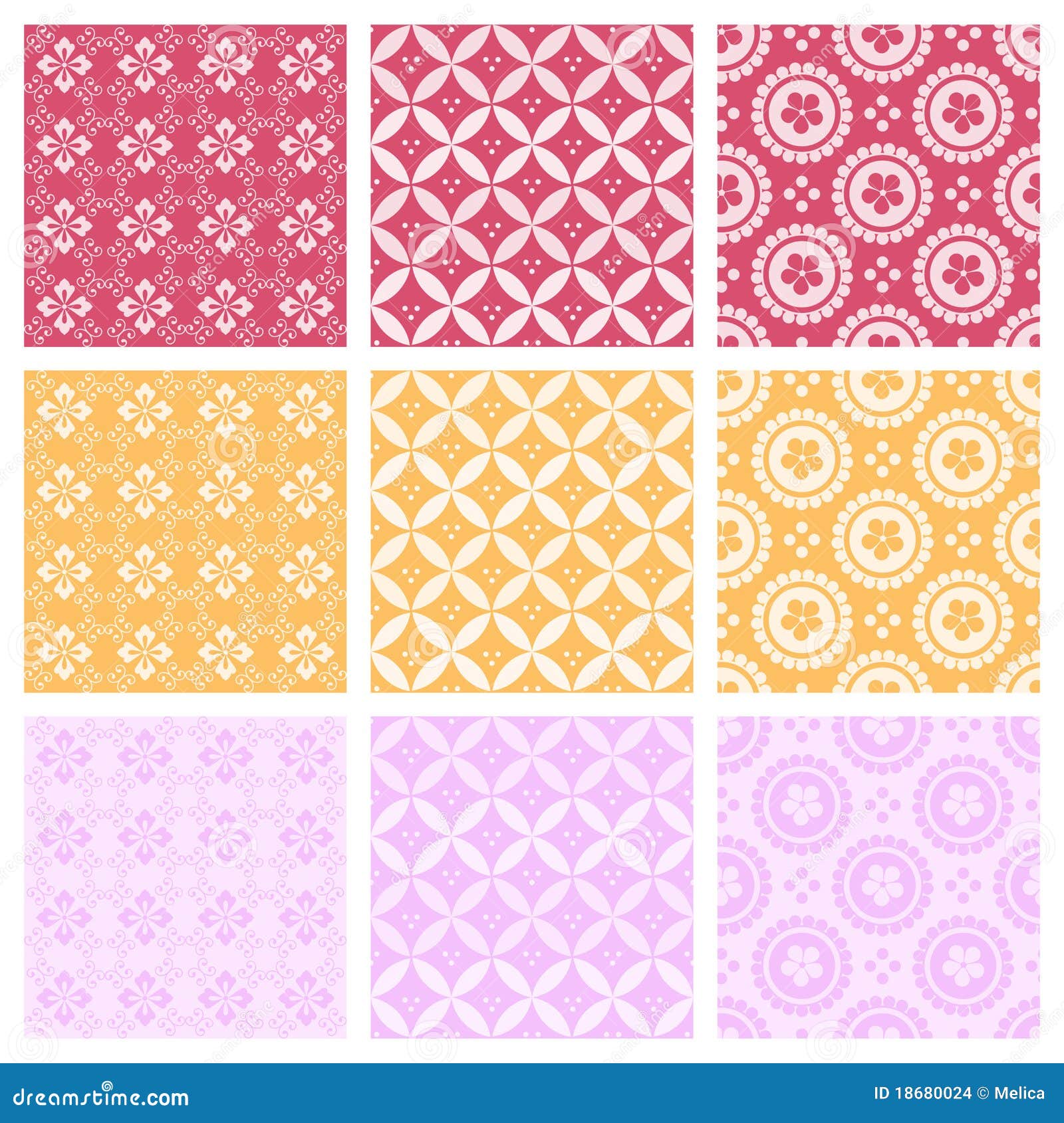 Nine Elegant Textile or Wallpaper Pattern Stock Vector - Illustration ...