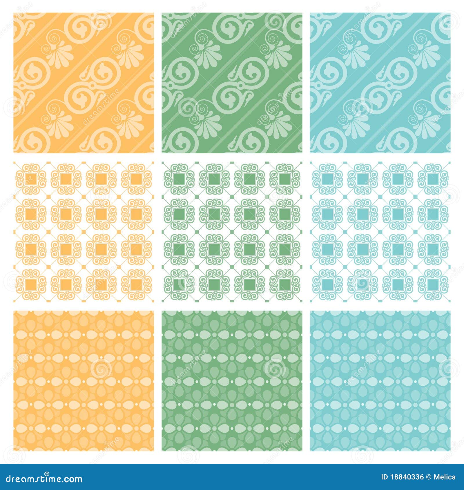 Nine Elegant Textile or Wallpaper Pattern Stock Vector - Illustration ...
