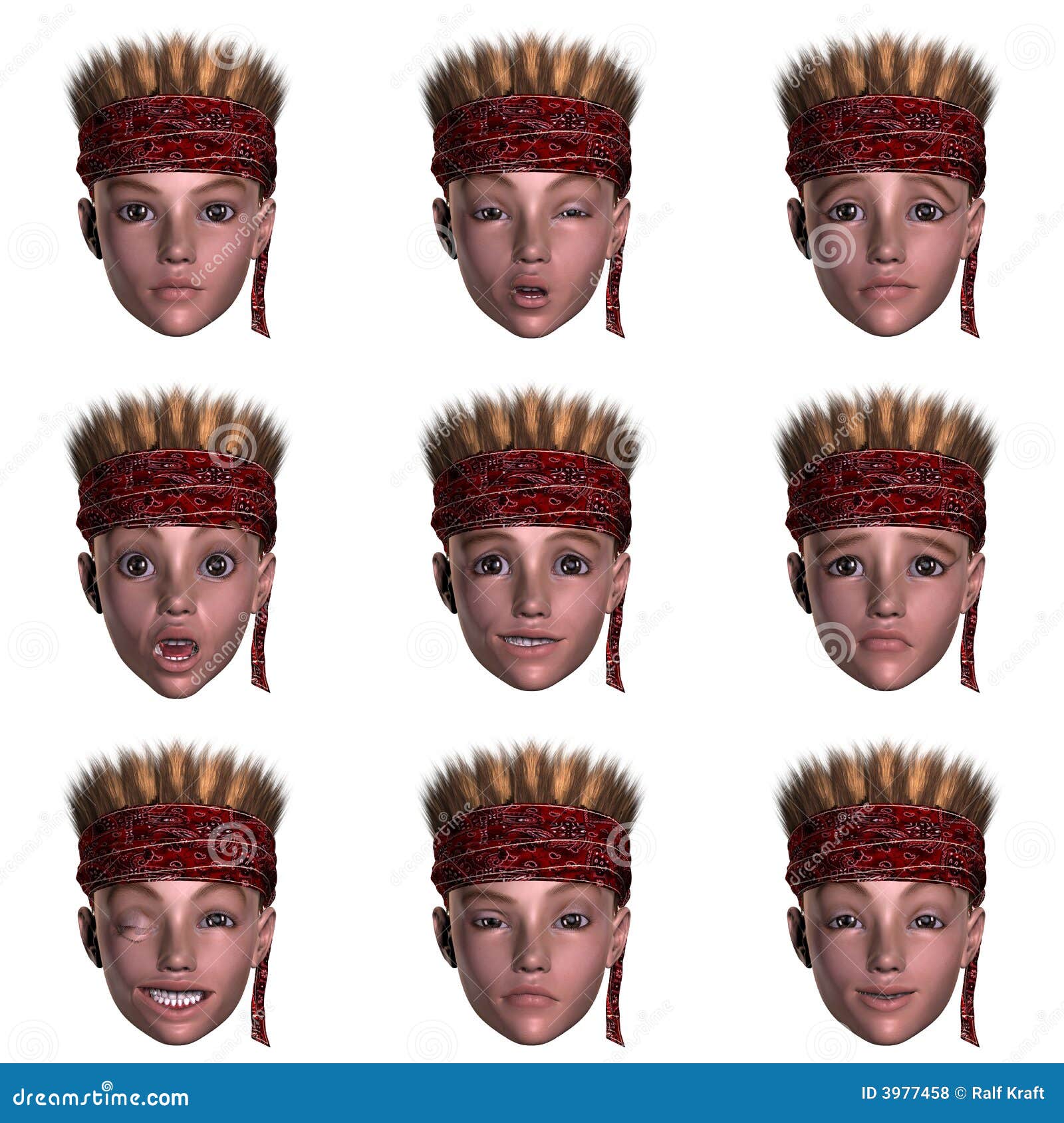 Nine Emotions with One Face Stock Illustration - Illustration of ...