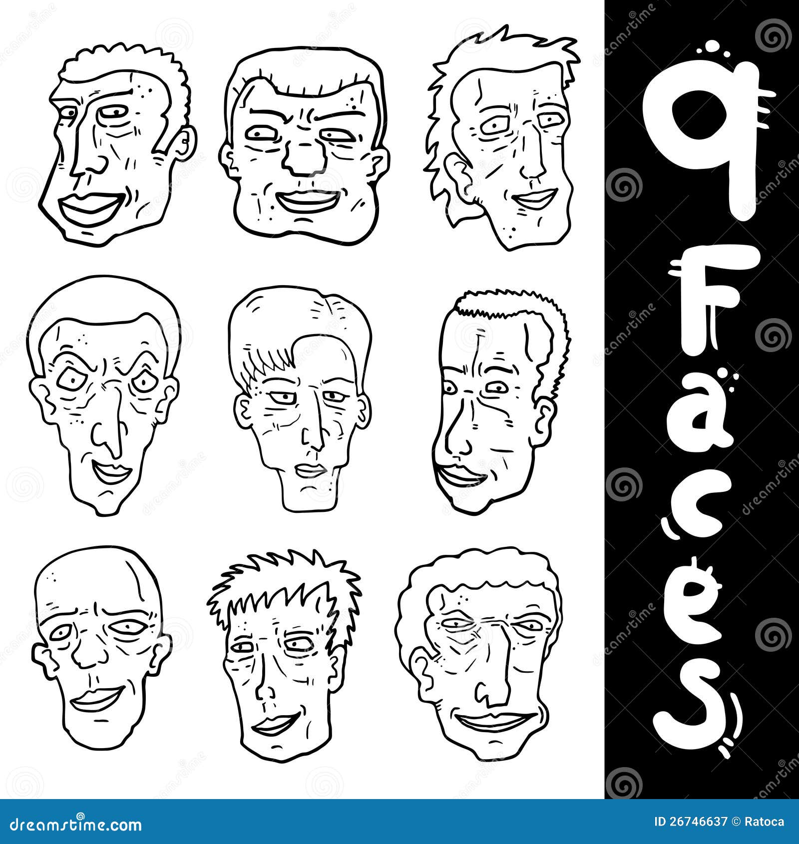 Nine faces stock vector. Illustration of character, nine - 26746637