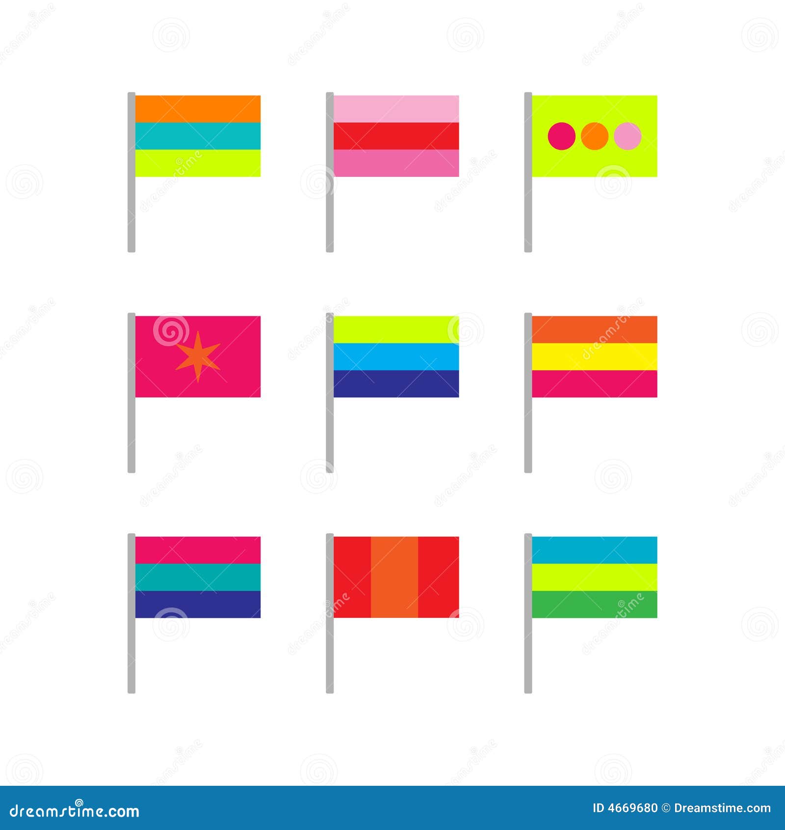 Nine flags stock illustration. Illustration of colour - 4669680