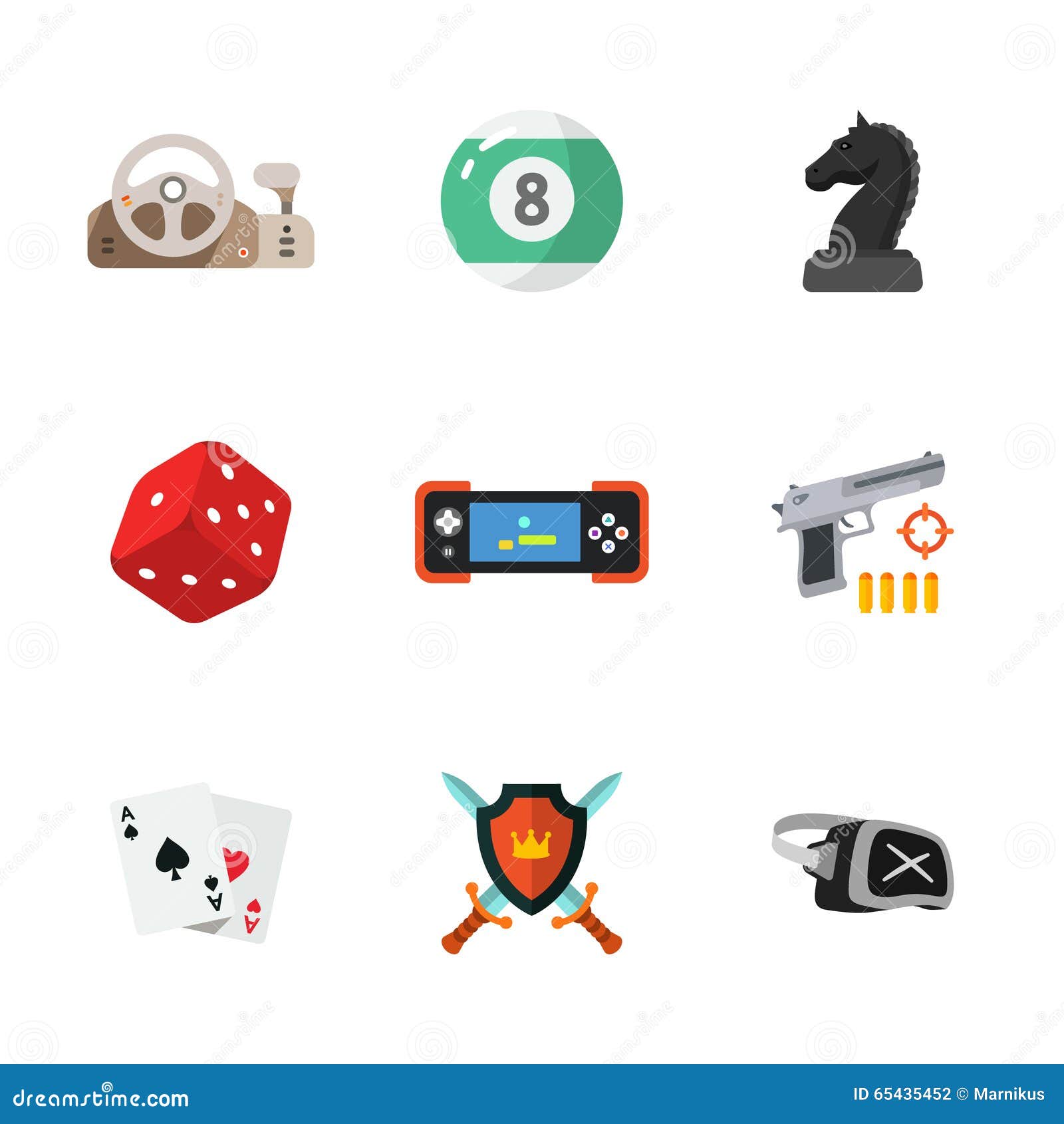 Nine flat game icons stock vector. Illustration of glasses - 65435452