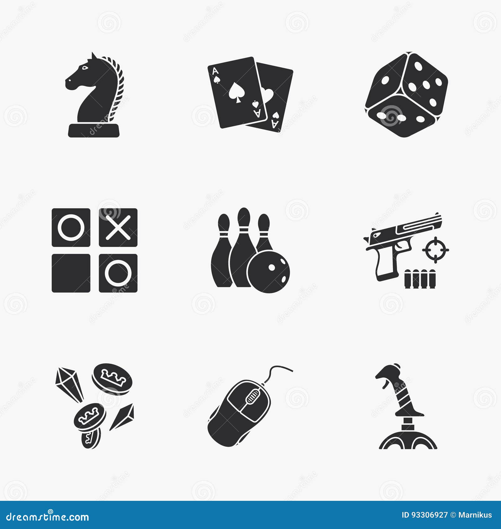 Nine flat game icons stock vector. Illustration of control - 93306927