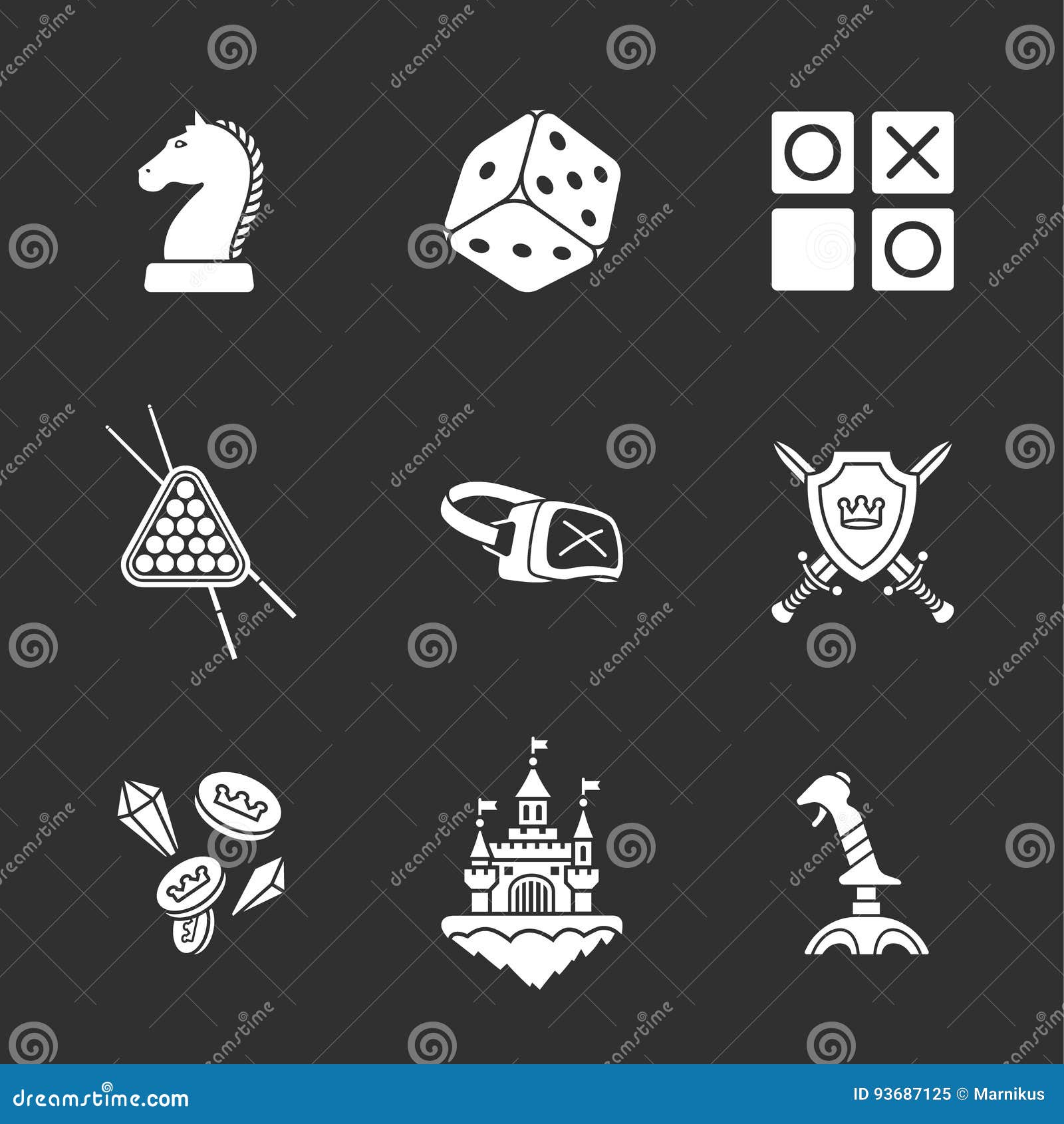 Nine flat game icons stock vector. Illustration of hobby - 93687125