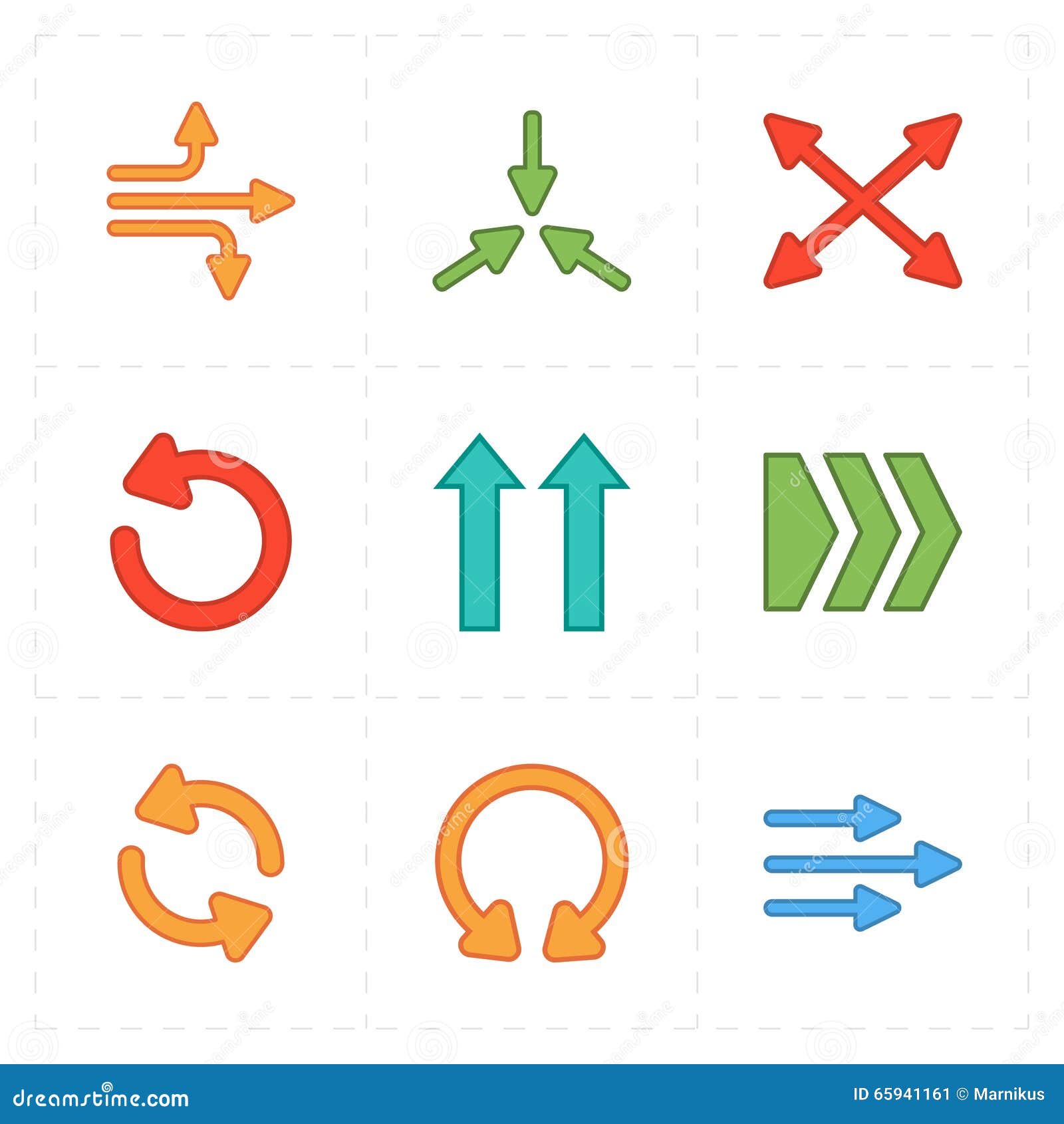 Nine flat modern arrows stock vector. Illustration of mark - 65941161