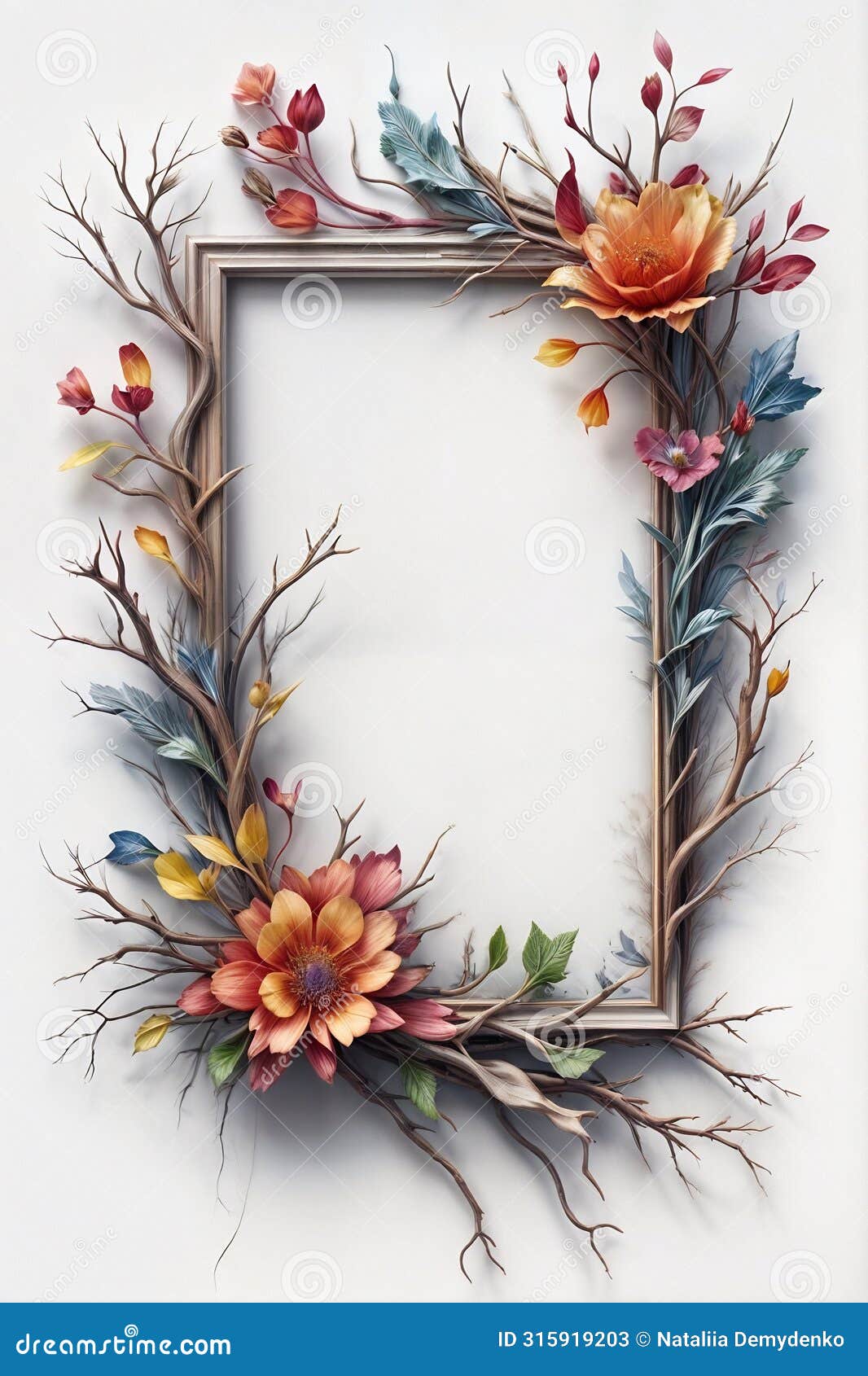 Nine Frame of Branches Decorated with Flowers Stock Illustration ...