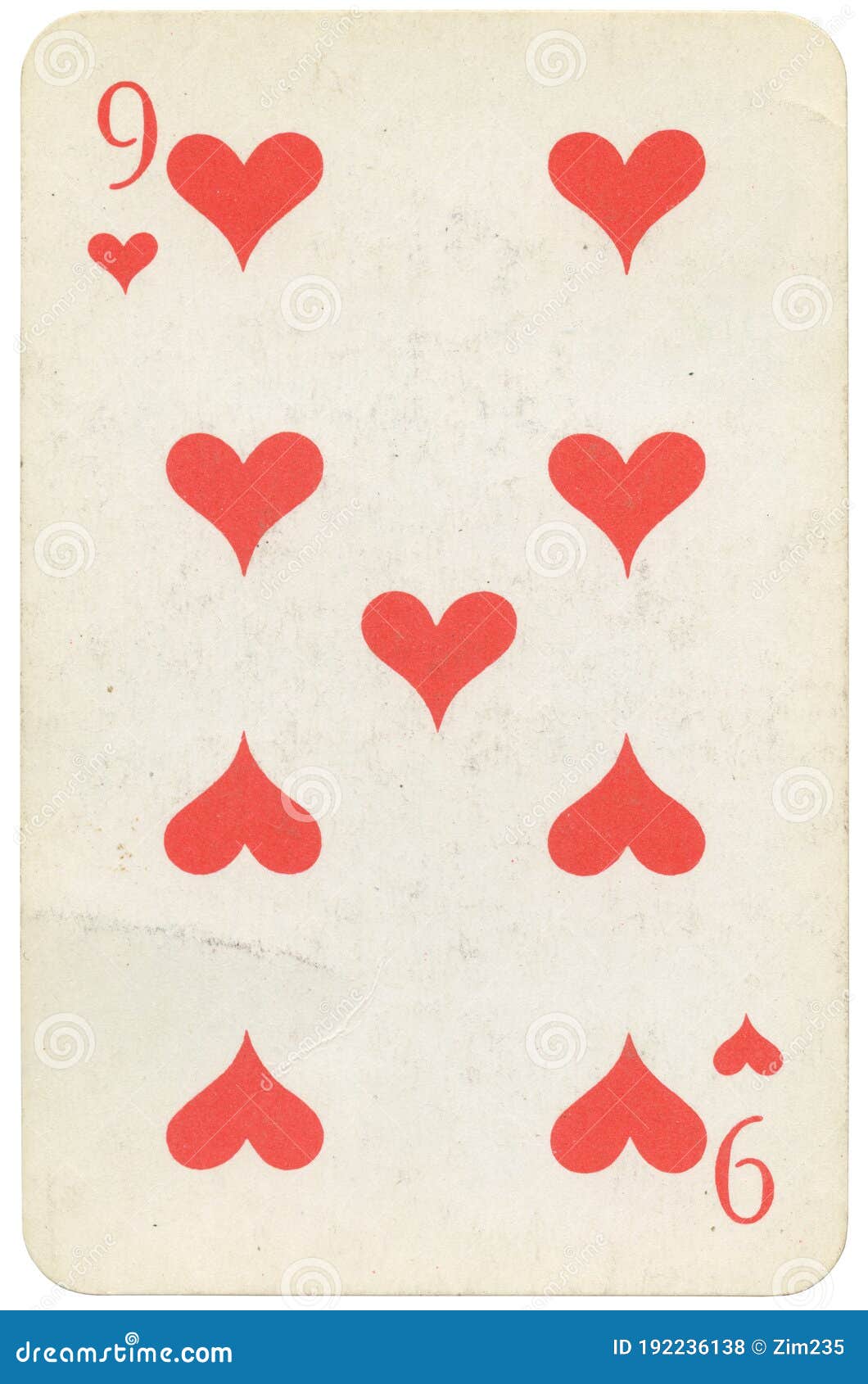 Nine of Hearts Old Grunge Soviet Style Playing Card Stock Photo - Image ...