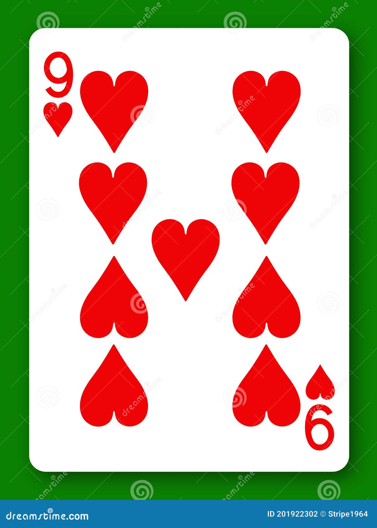 9 Nine of Hearts Playing Card with Clipping Path To Remove Background ...