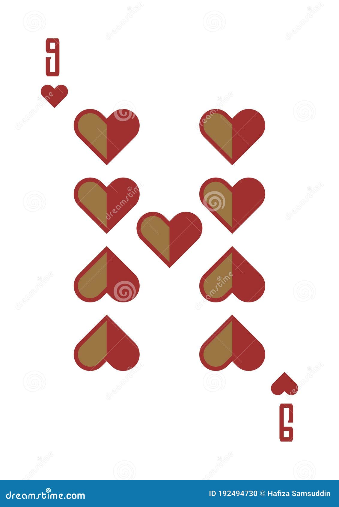 Nine of Hearts. Vector Illustration Decorative Design Stock Vector ...