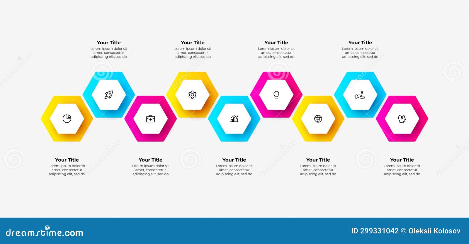 Nine Hexagons for Business Presentation. Infographic Elements. Business ...