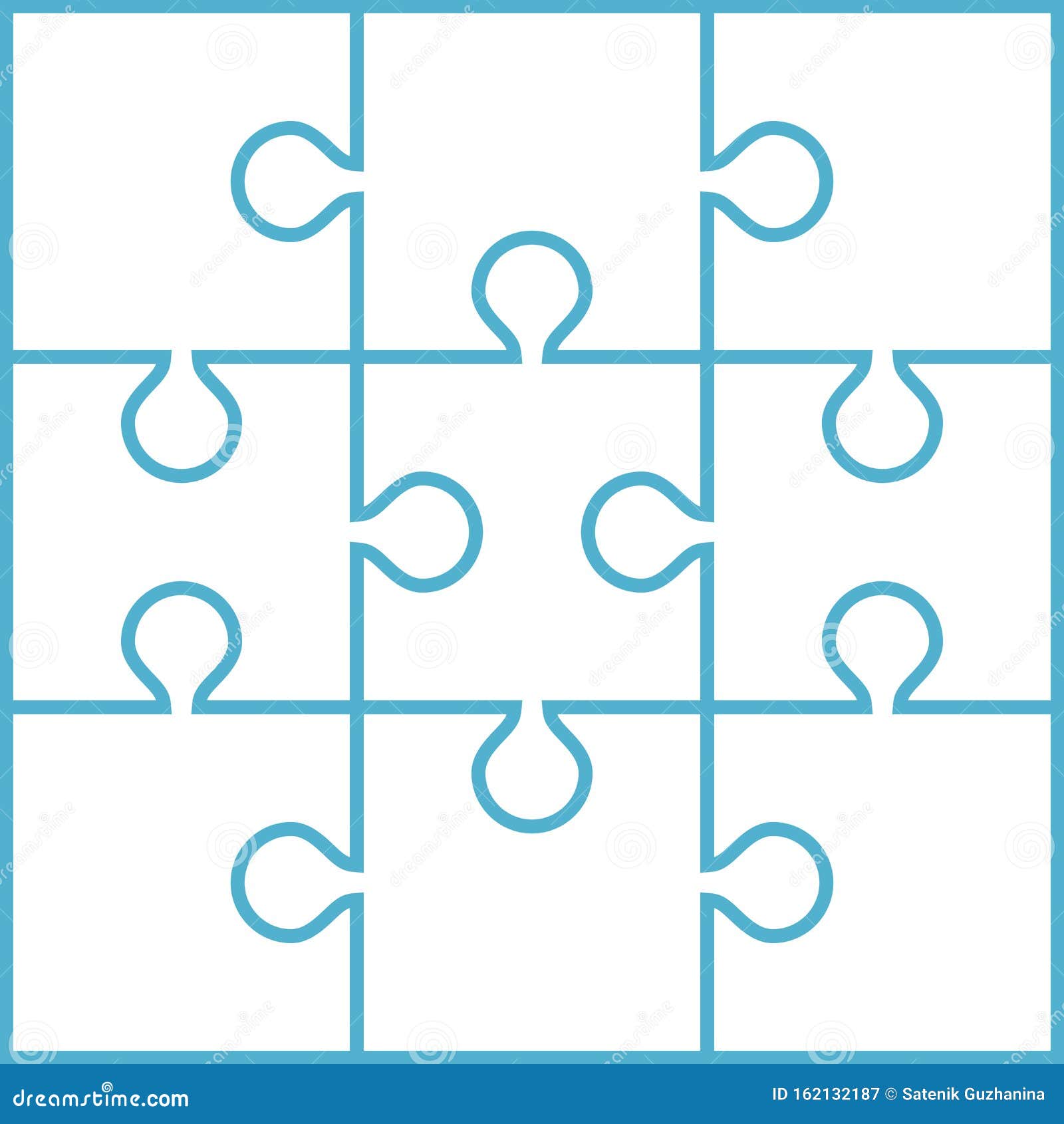 Nine joined puzzle pieces stock vector. Illustration of complete ...