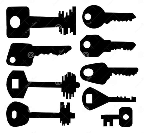 Nine keys silhouette stock vector. Illustration of objects - 19117826