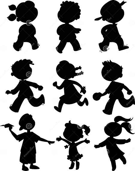 Nine kids - black icon set stock vector. Illustration of figure - 26662976