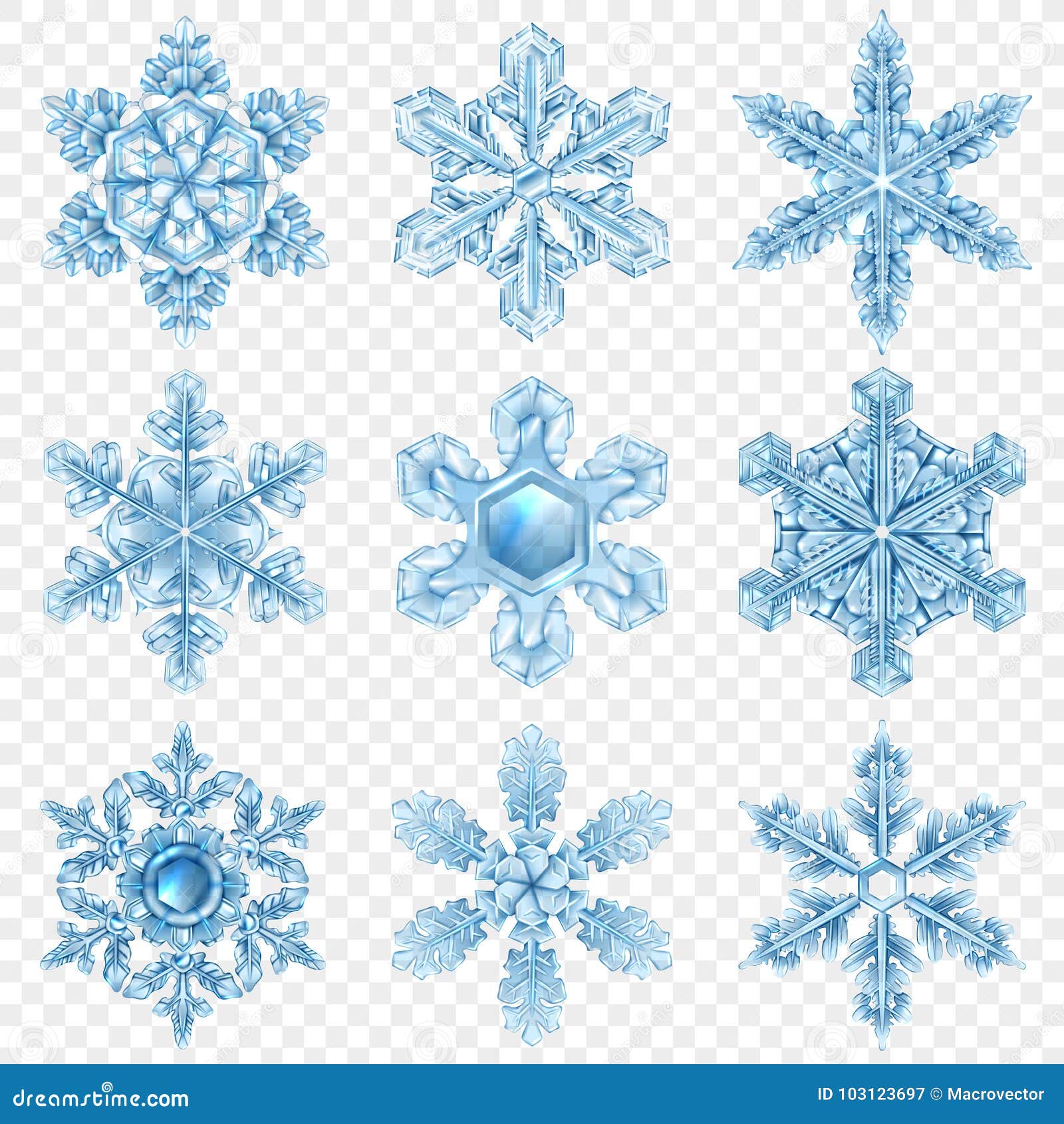Realistic Snowflake Icon Set Stock Vector - Illustration of frost ...