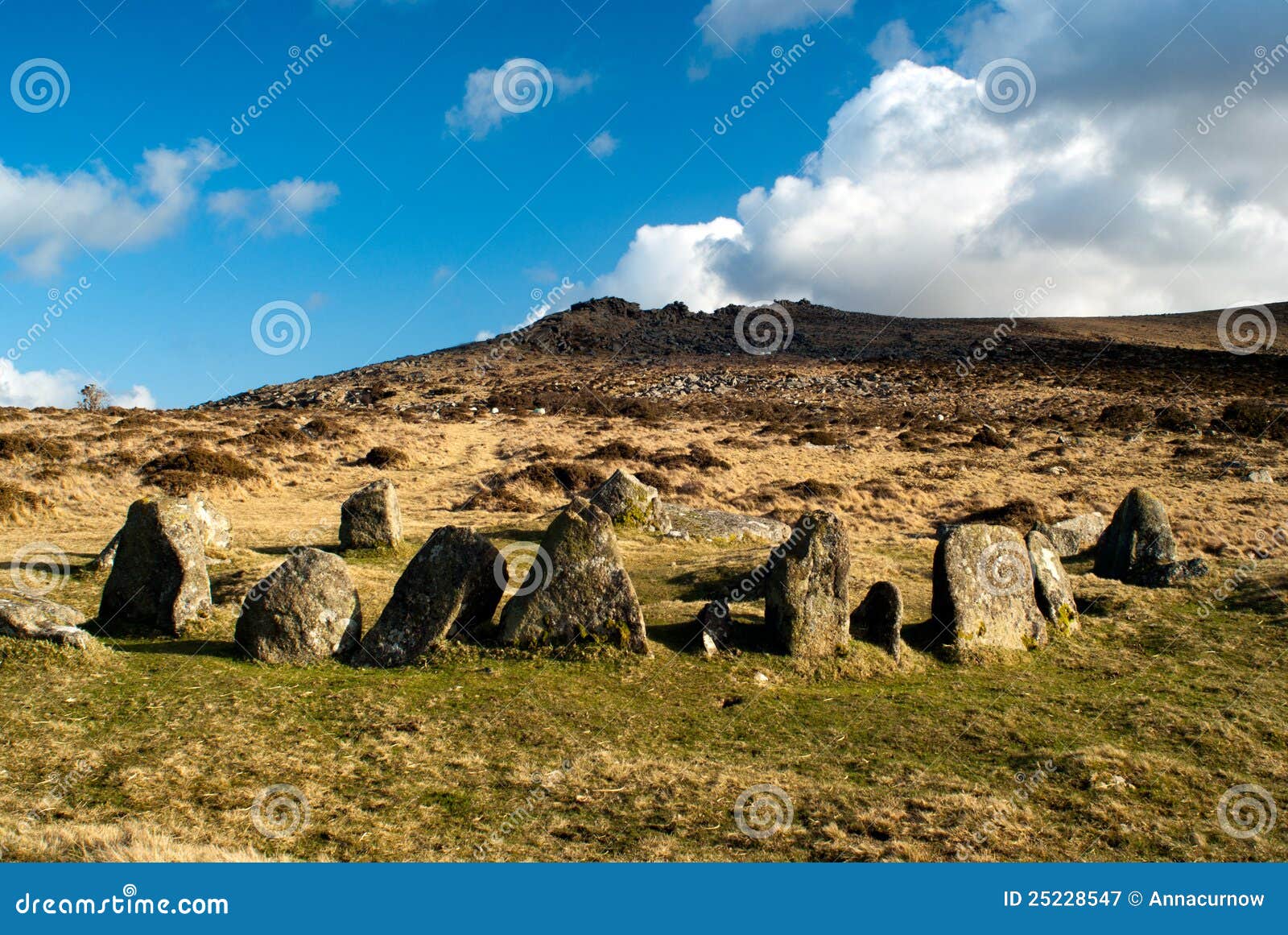 Nine Maidens Stone Circle, Belstone, Dartmoor Stock Image - Image of ...