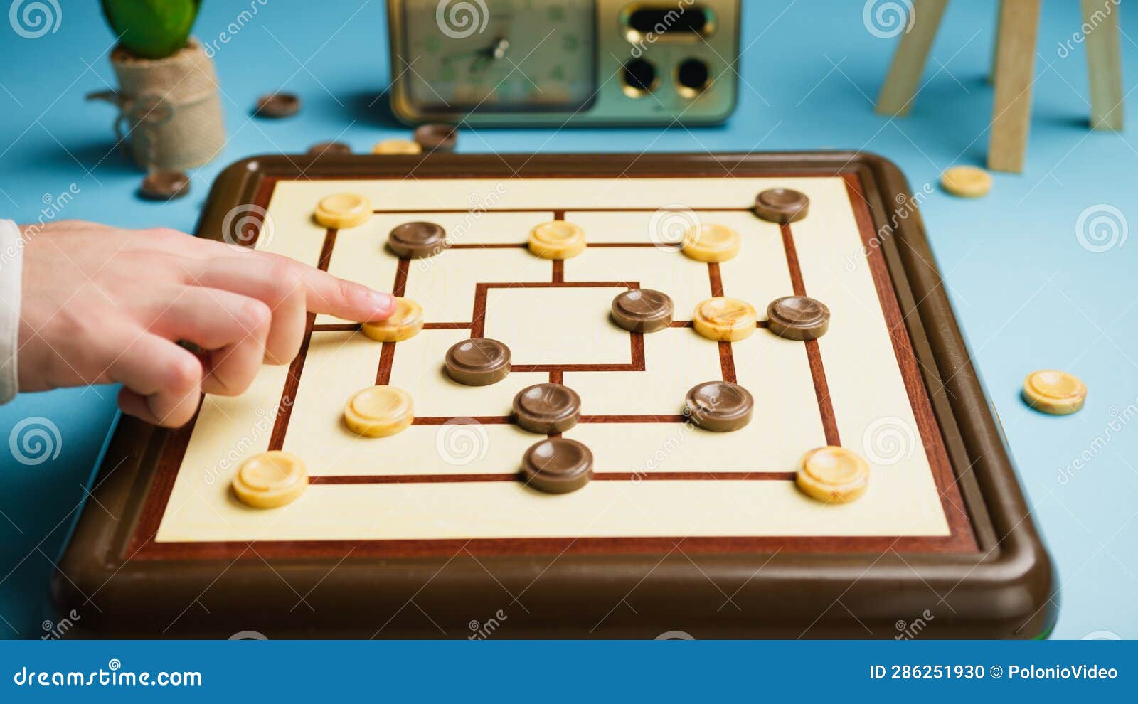 Nine Men Morris Board Game Challenge Stock Photo - Image of wood ...
