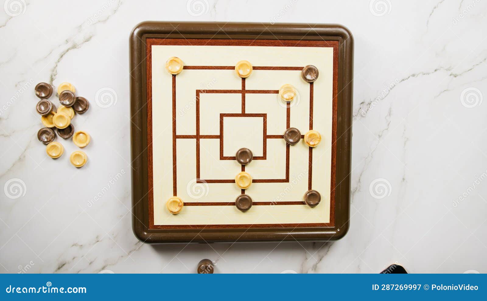 Nine Men Morris Board Game Challenge Stock Image - Image of sport ...