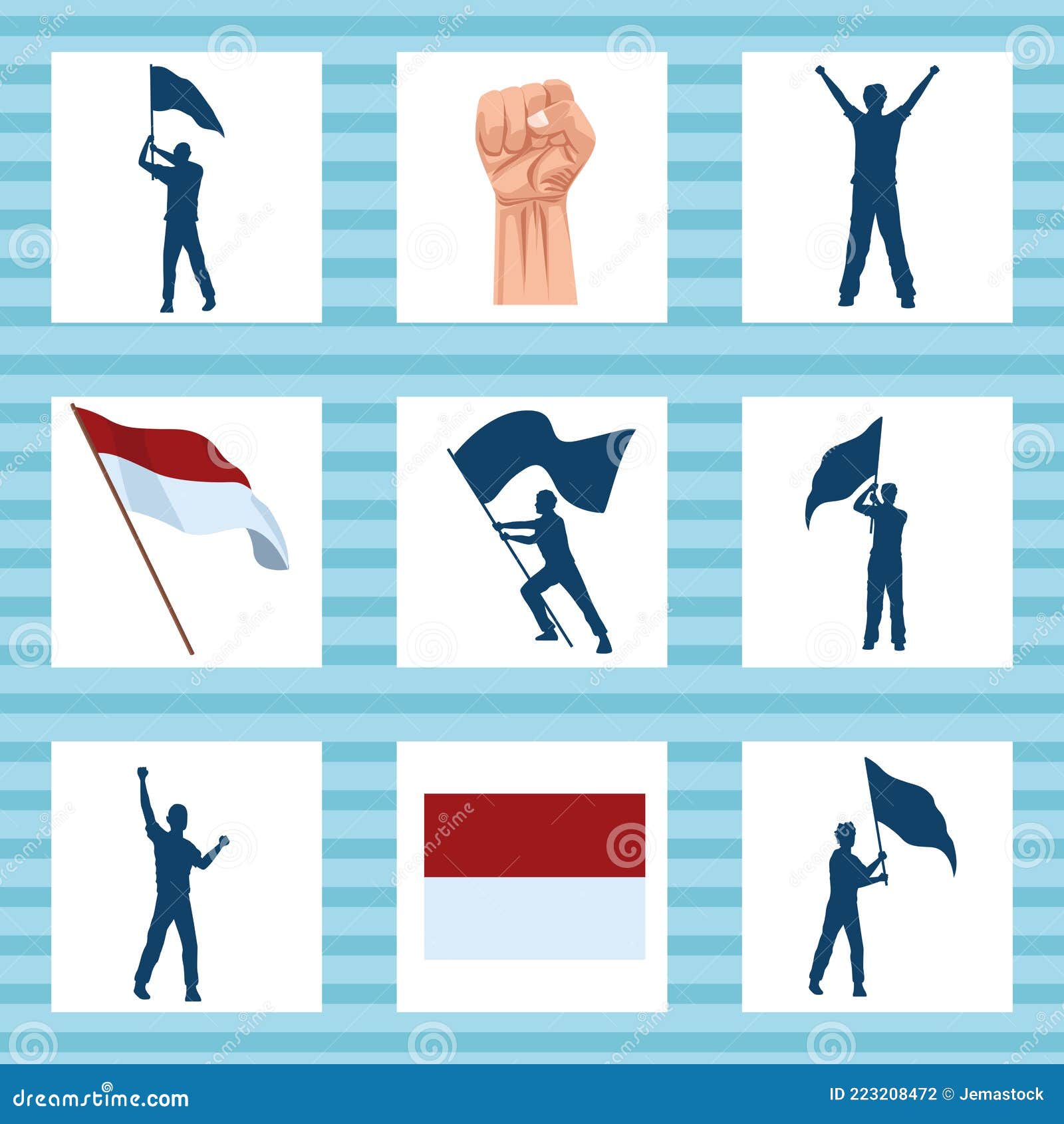 Nine merdeka icons stock vector. Illustration of culture - 223208472