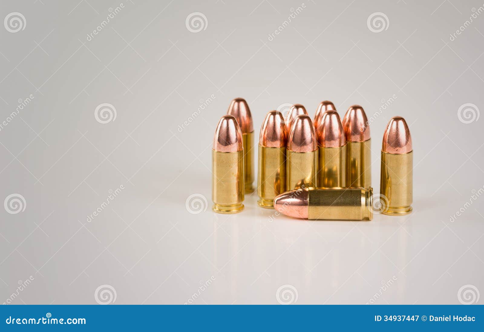 Nine (9) Mm Brass Shell Ammunition Stock Image - Image of military ...