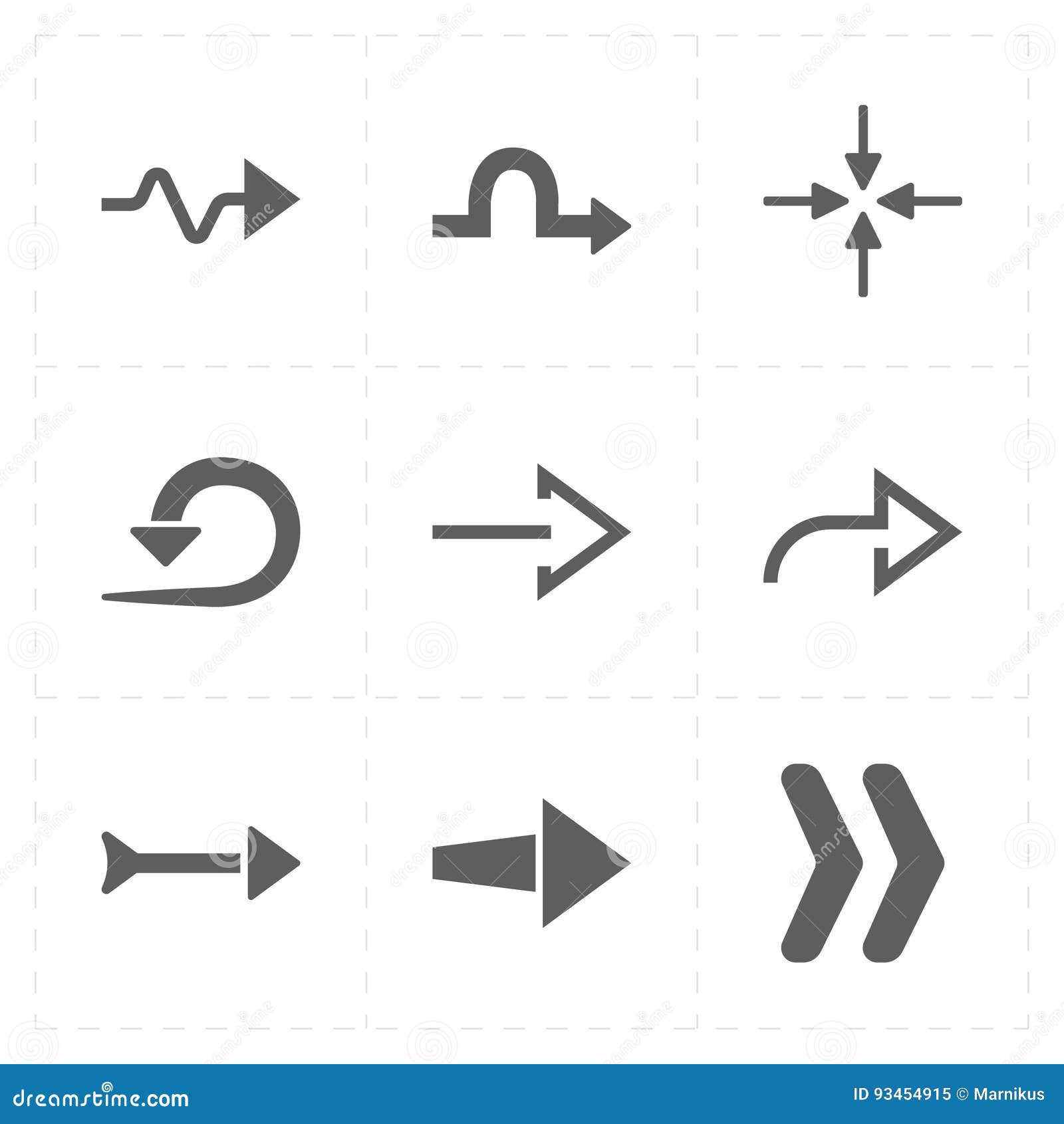 Nine new simple arrows stock vector. Illustration of back - 93454915