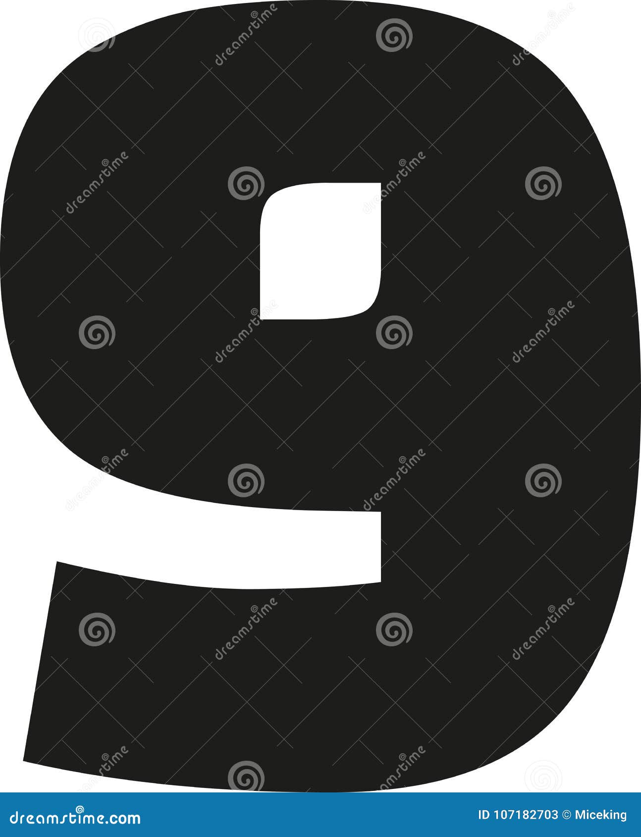 Nine number digits 9 stock vector. Illustration of type - 107182703