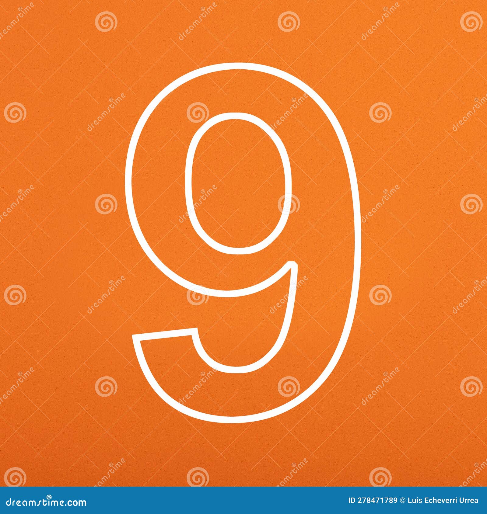 Nine, Number Written in White on Orange Foamy Background Stock Image ...