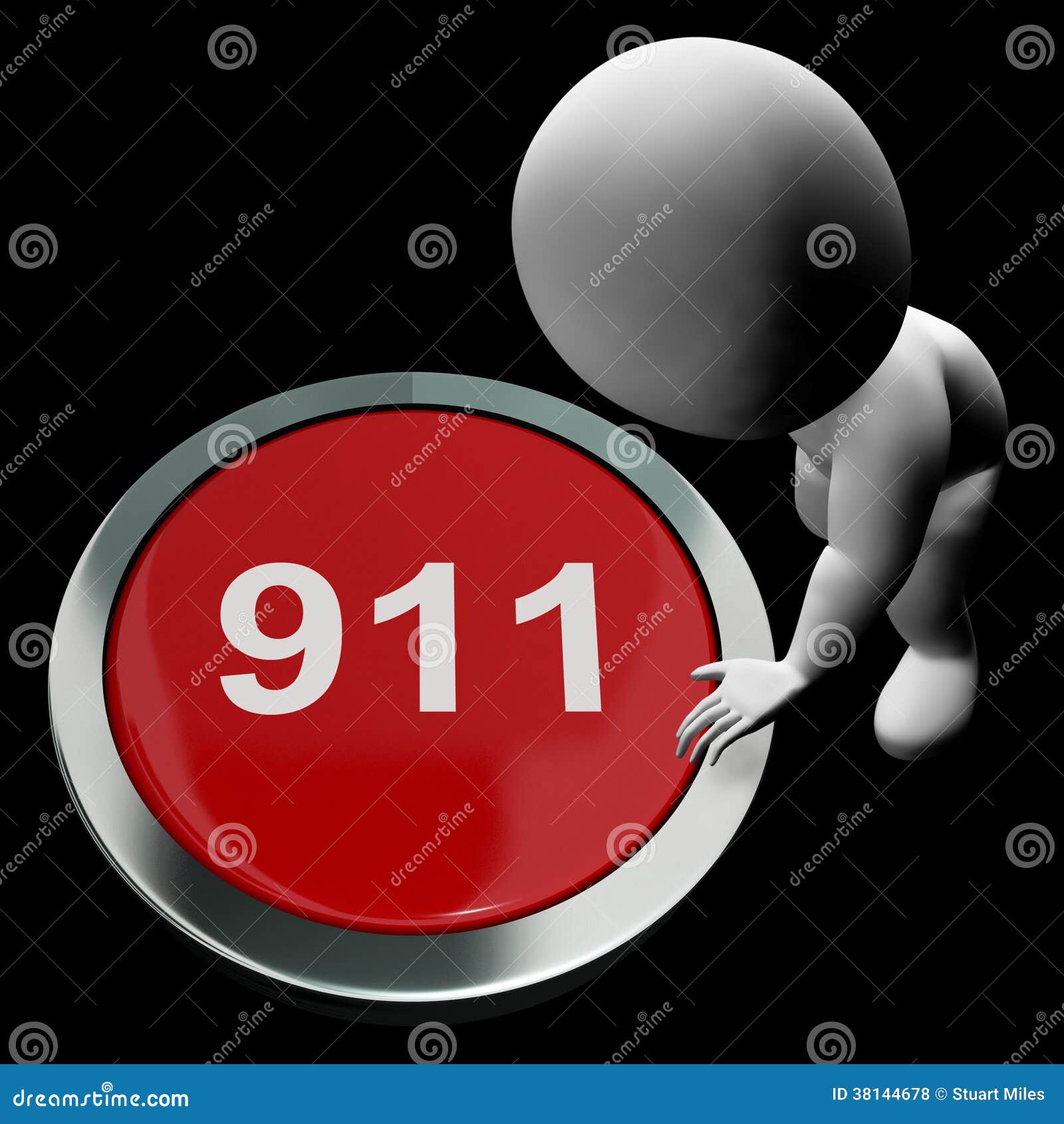 Nine One One Button Shows 911 Emergency or Crisis Stock Illustration ...