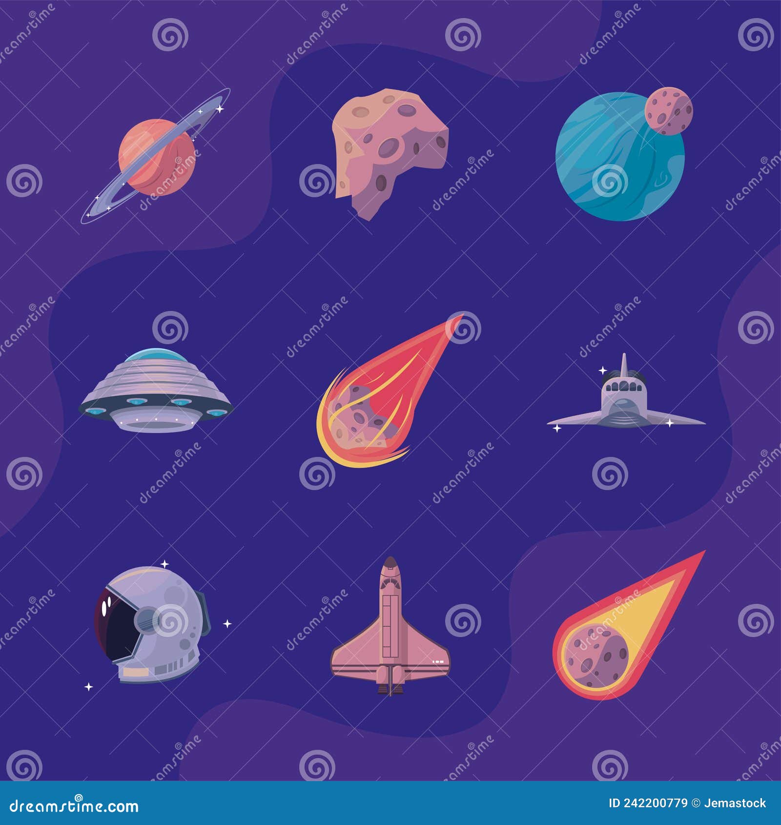 Nine outer space icons stock vector. Illustration of futuristic - 242200779