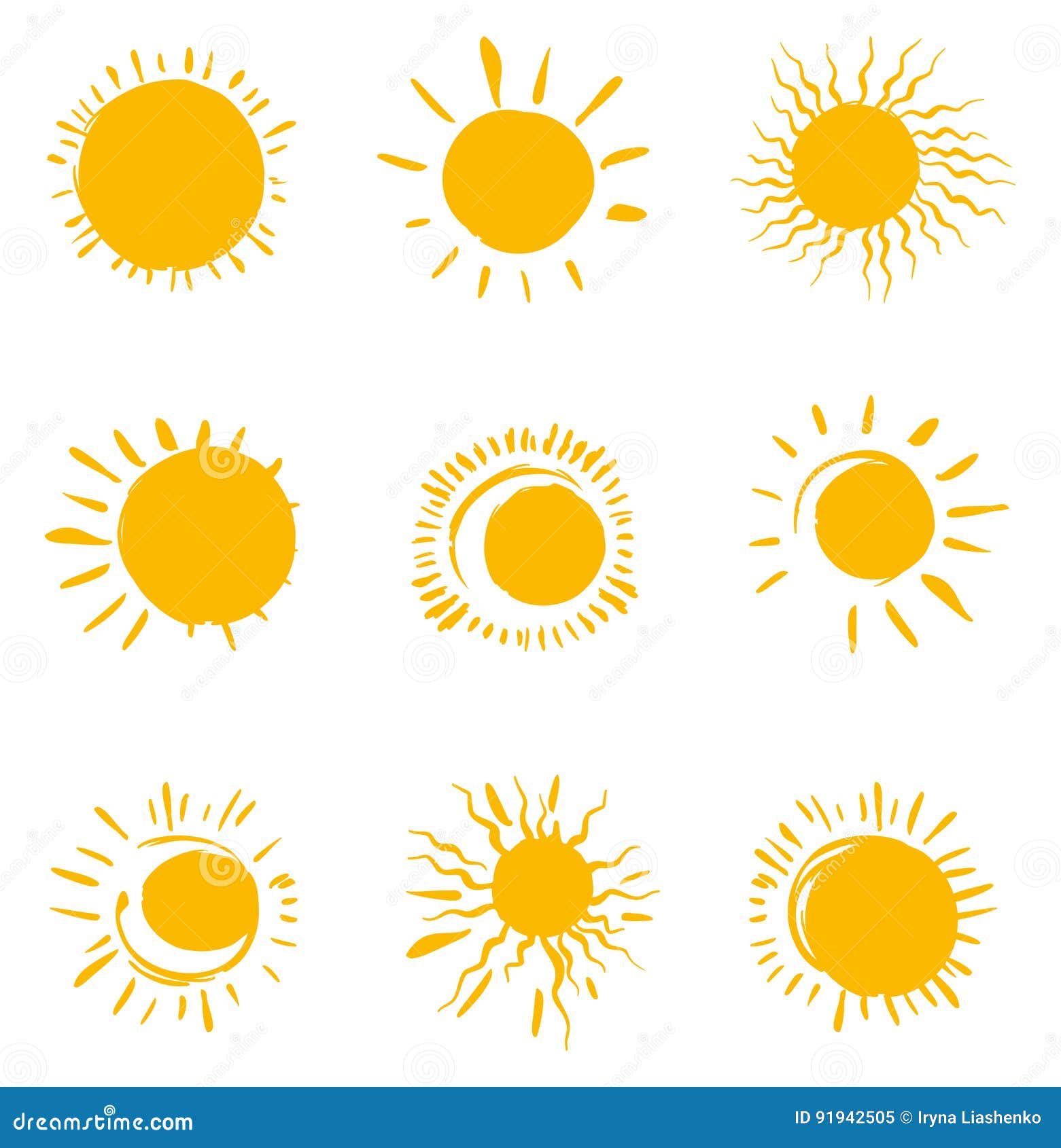 Nine Painted Solar Symbols. Stock Illustration - Illustration of brush ...