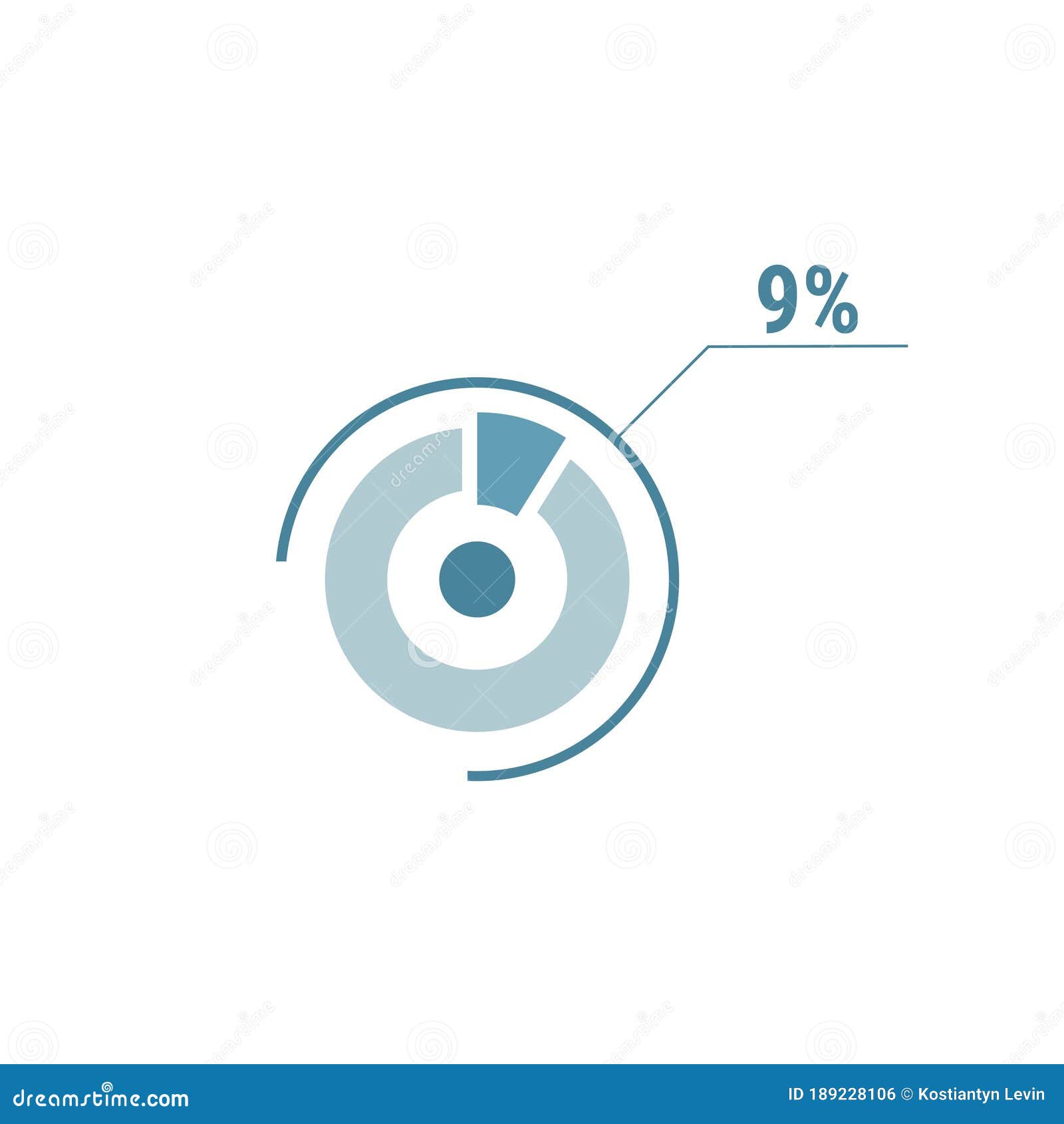 Nine Percent Chart, 9 Percent Circle Diagram, Vector Design Stock ...