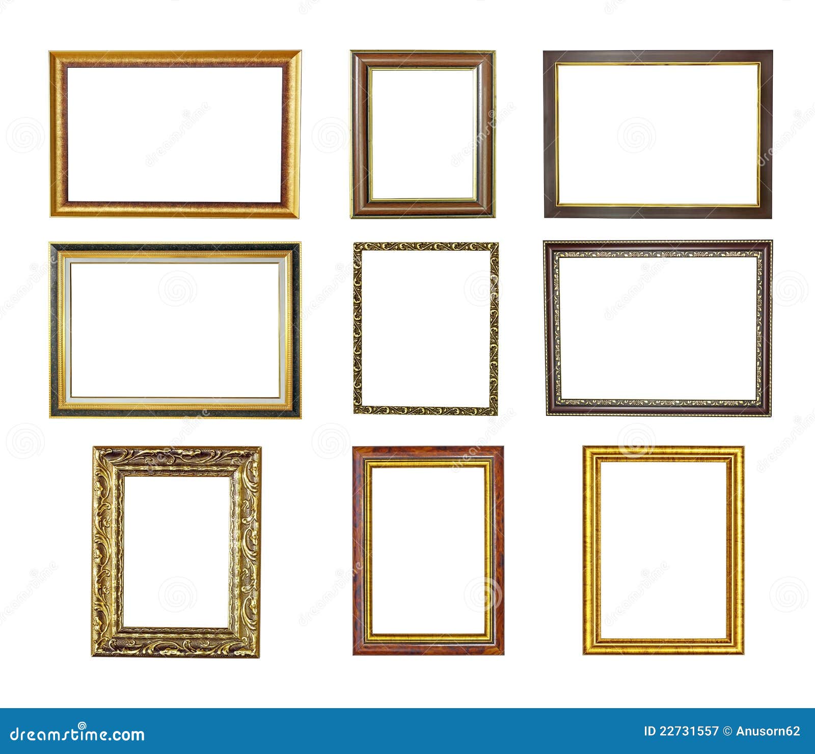 Nine picture frames stock image. Image of decoration - 22731557