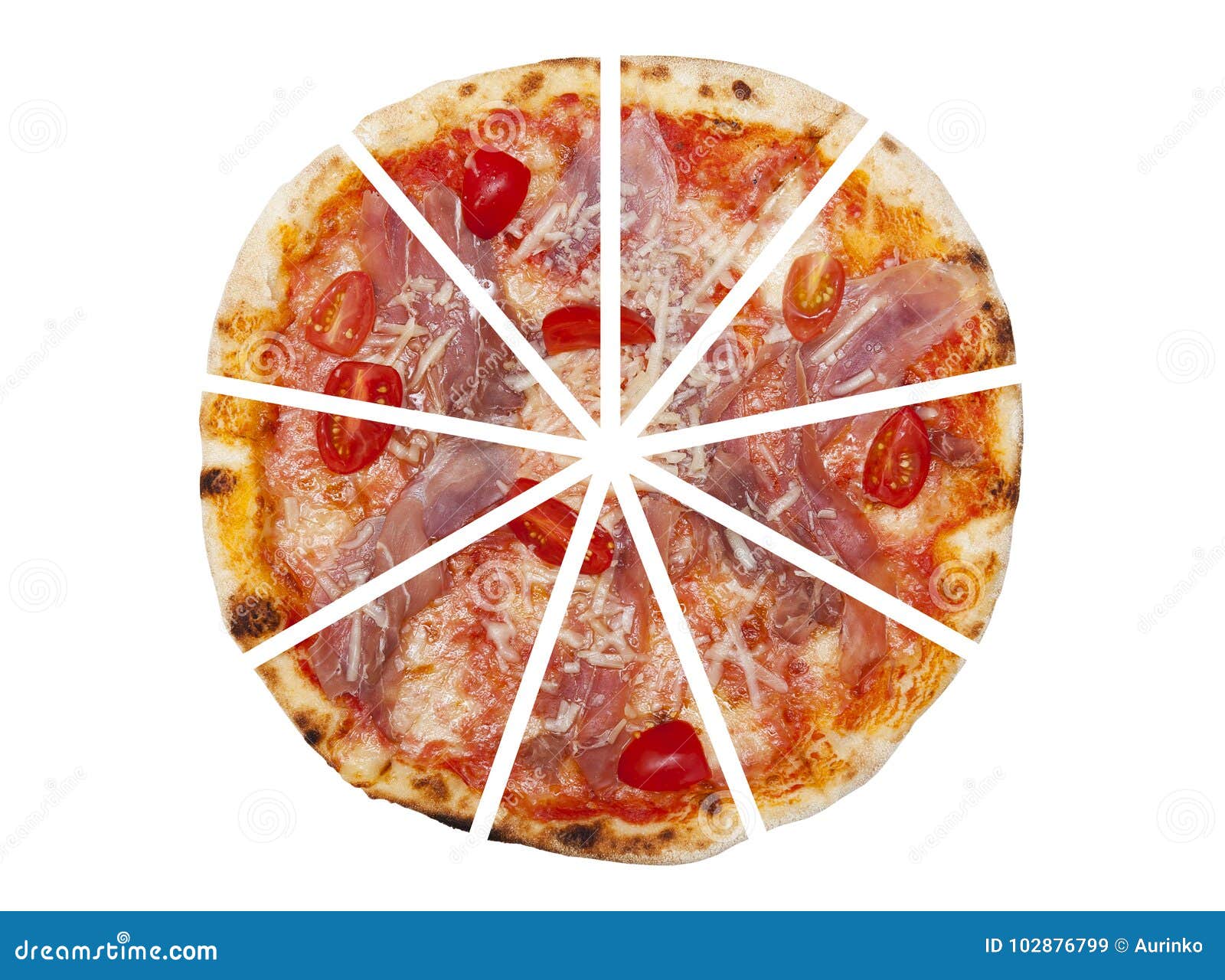 Nine Pieces of Pizza Isolated Stock Image - Image of fractions, food ...