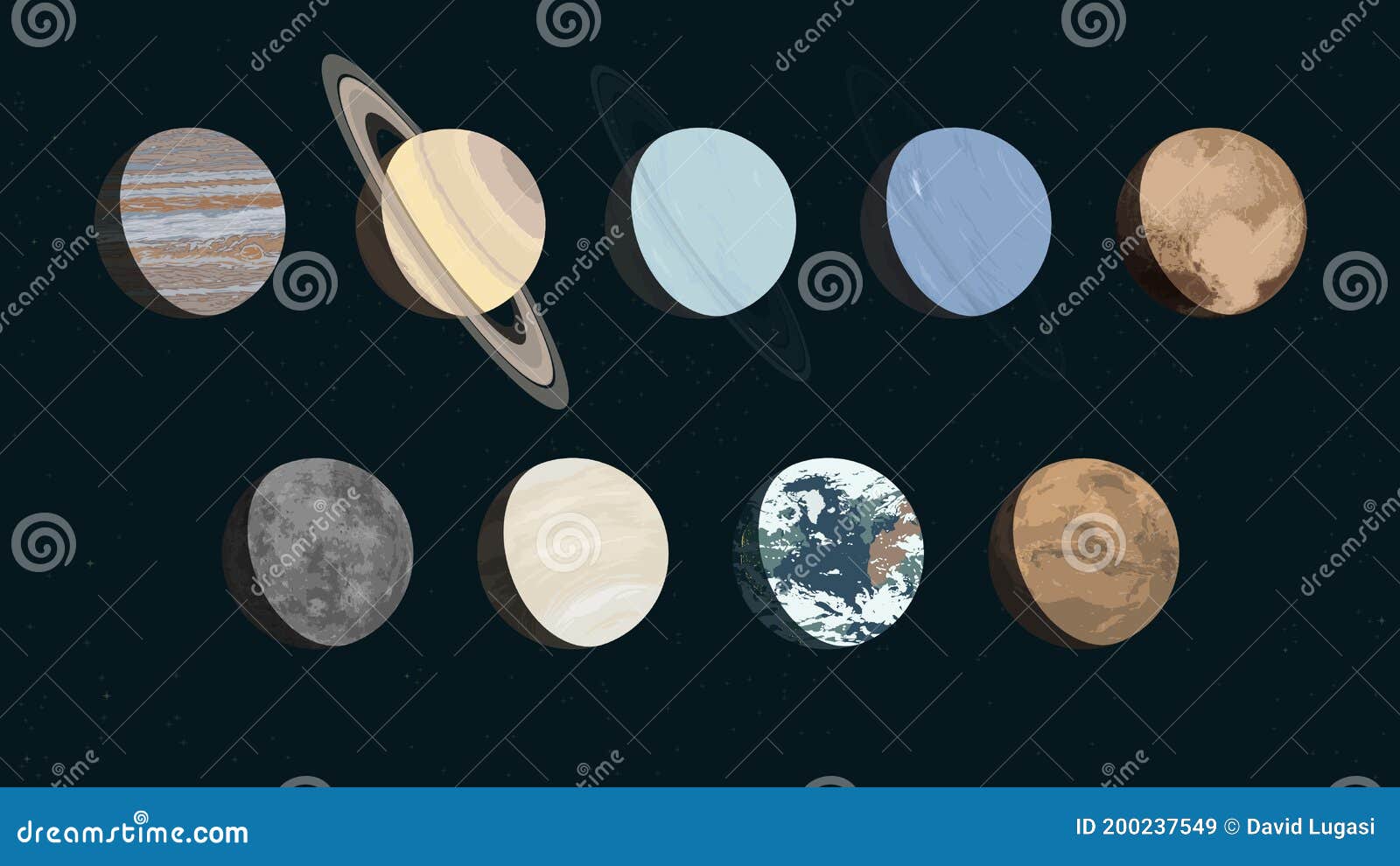 Nine Planets Of The Solar System Cartoon Vector | CartoonDealer.com ...