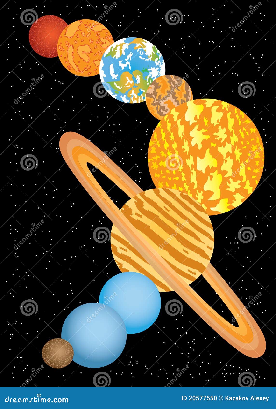 Nine Planets Of The Solar System Cartoon Vector | CartoonDealer.com ...