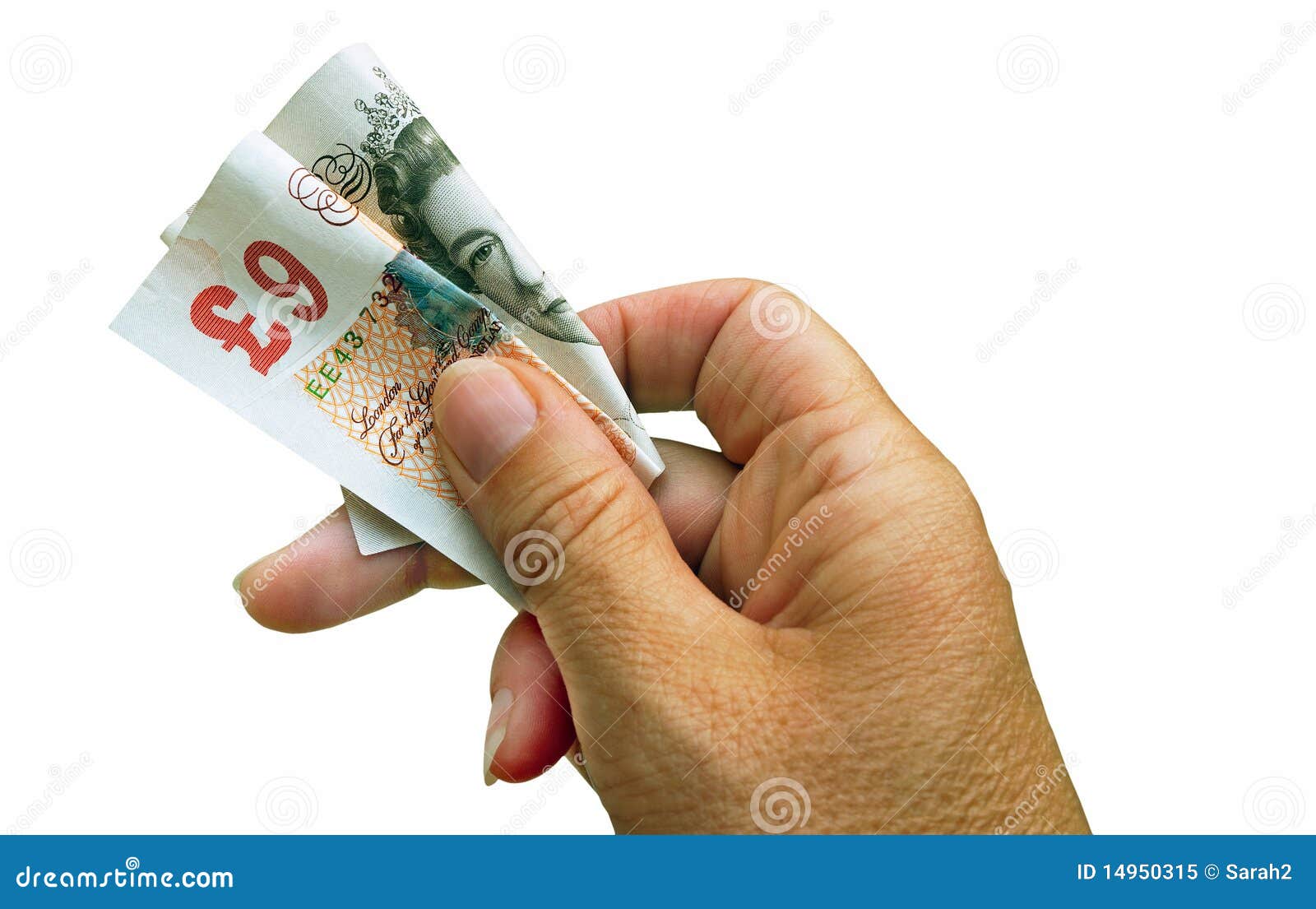 Nine pound note - isolated editorial image. Image of hand - 14950315