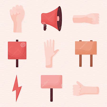 Nine protest items stock vector. Illustration of strike - 231084338